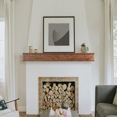 Millwood Pines Floating Wood Fireplace Mantel Shelf - 100% Hardwood Oak ...