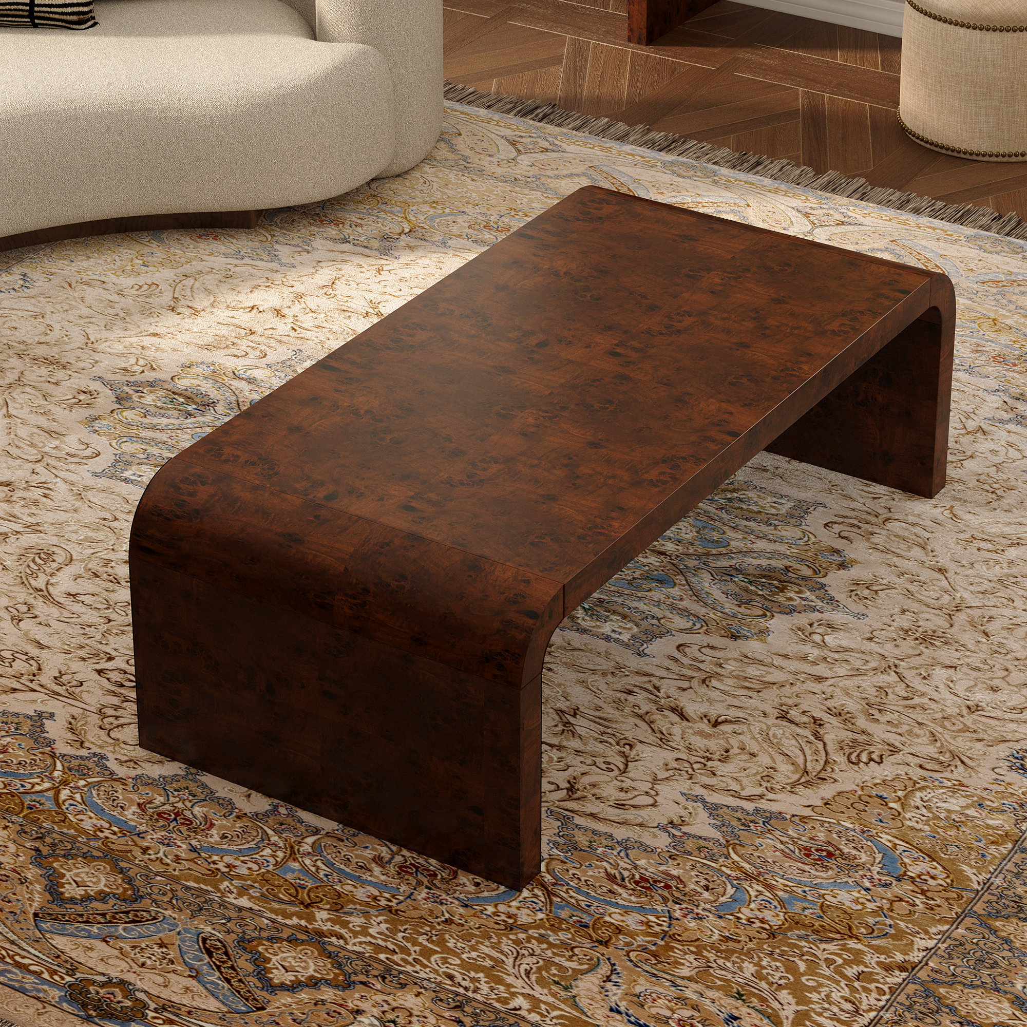 Latitude Run® Shelmerdine 48" Burl Wood Coffee Table– Handcrafted ...