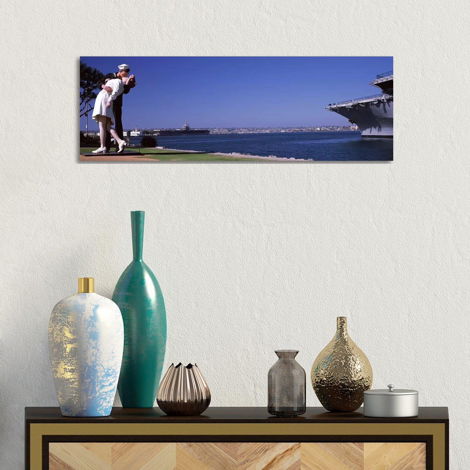 Ebern Designs Embracing Peace Statue - Wrapped Canvas Panoramic ...