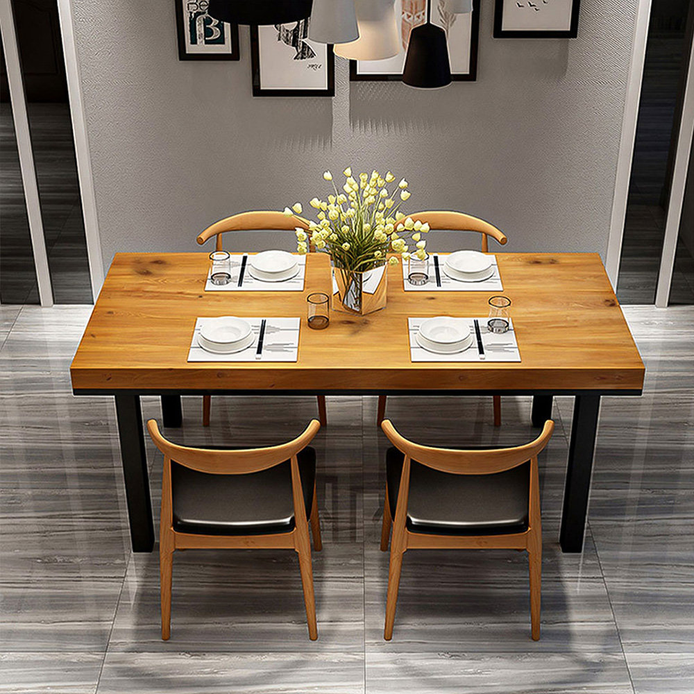 Open Edge Sports 4 - Person Rectangular Pine Solid Wood + Iron Dining ...