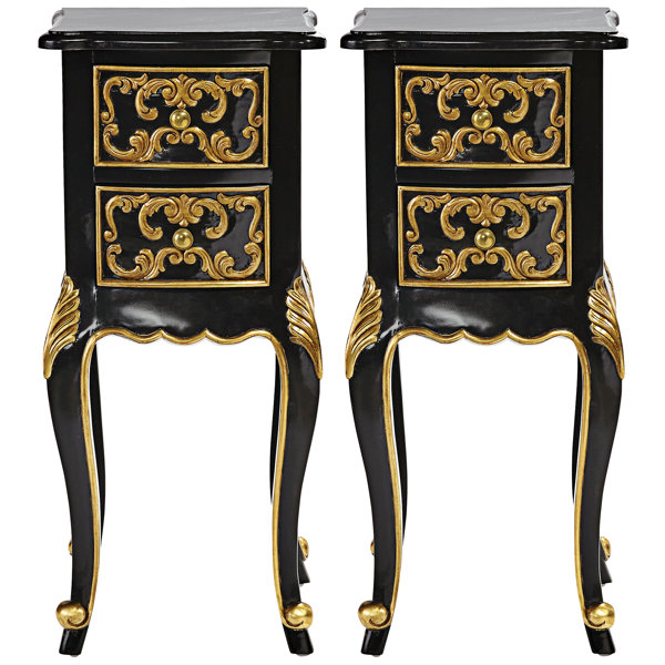 Design Toscano Rococo Baroque 32'' Tall Solid Wood 2 - Drawer End Table ...