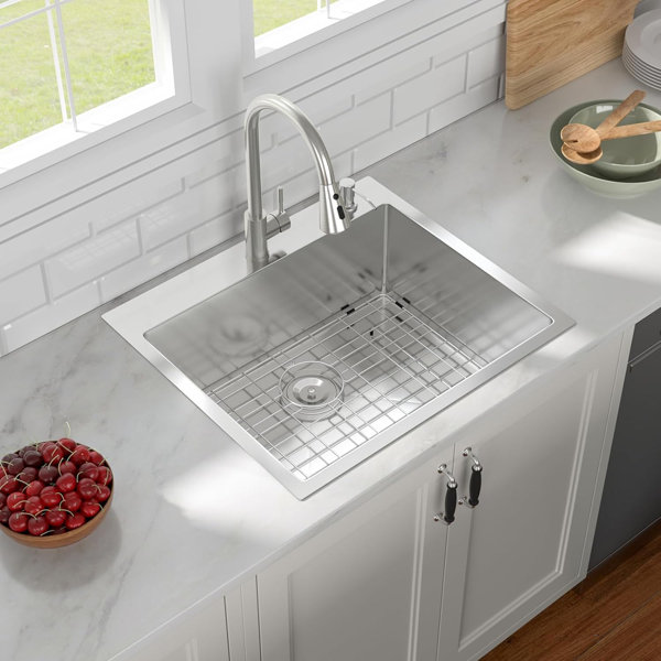 Lofeyo Drop In Kitchen Sink with Faucet Combo Sink with Ledge & Pull ...