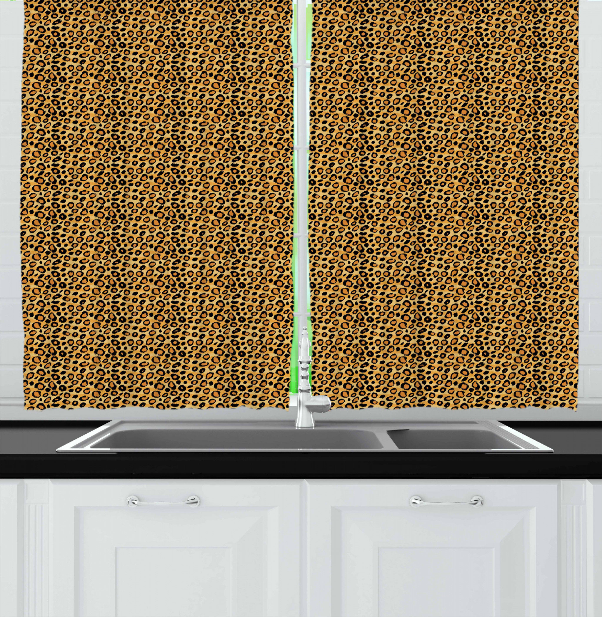 Ambesonne Leopard Print Kitchen Curtain | Wayfair