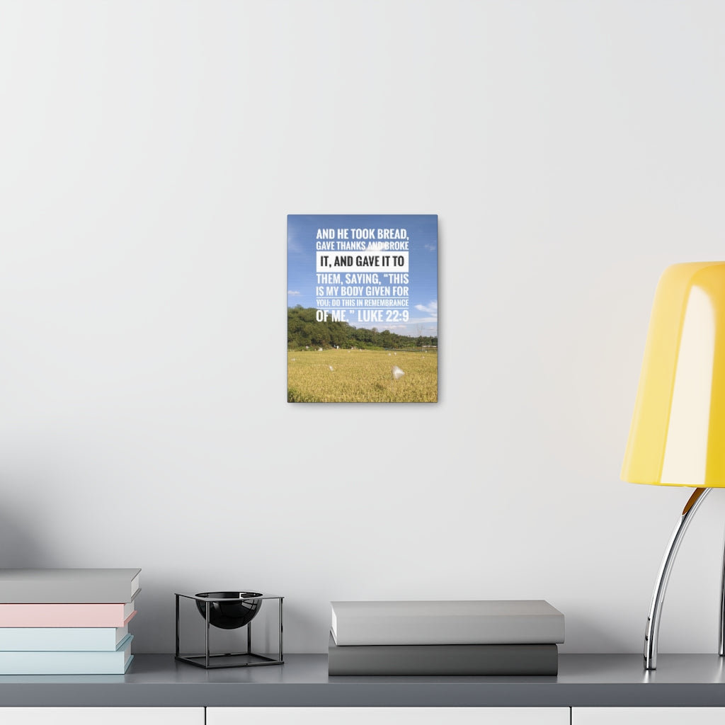 Blue Elephant Gave Thanks Luke 22:9 - Wrapped Canvas Typography ...