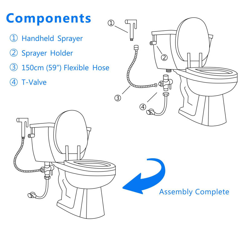 DORNBERG Elongated Hand Held Bidet with Faucet | Wayfair