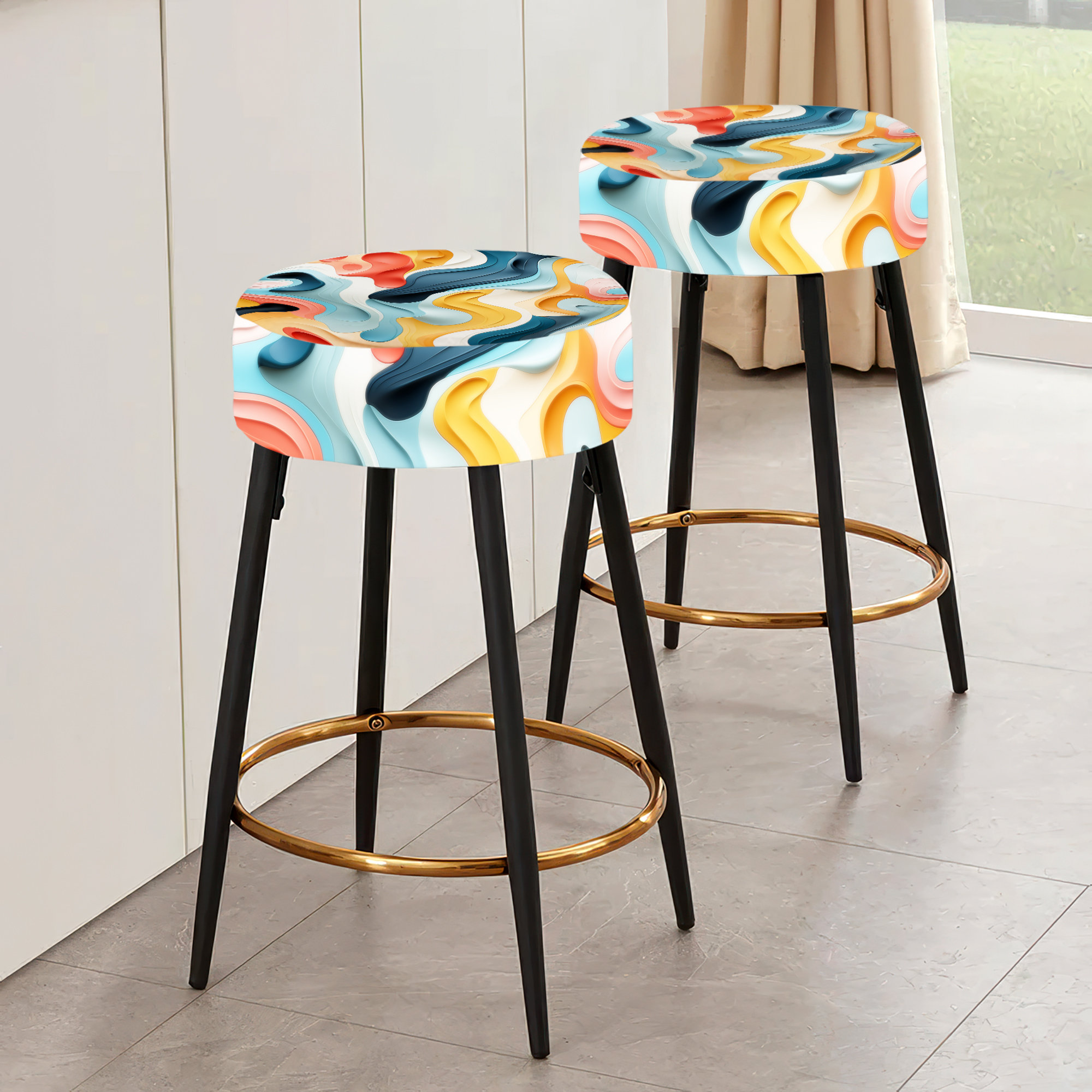 Design Art Modern Colourful Eclectic Verve - Eclectic Bar Stools Set Of ...