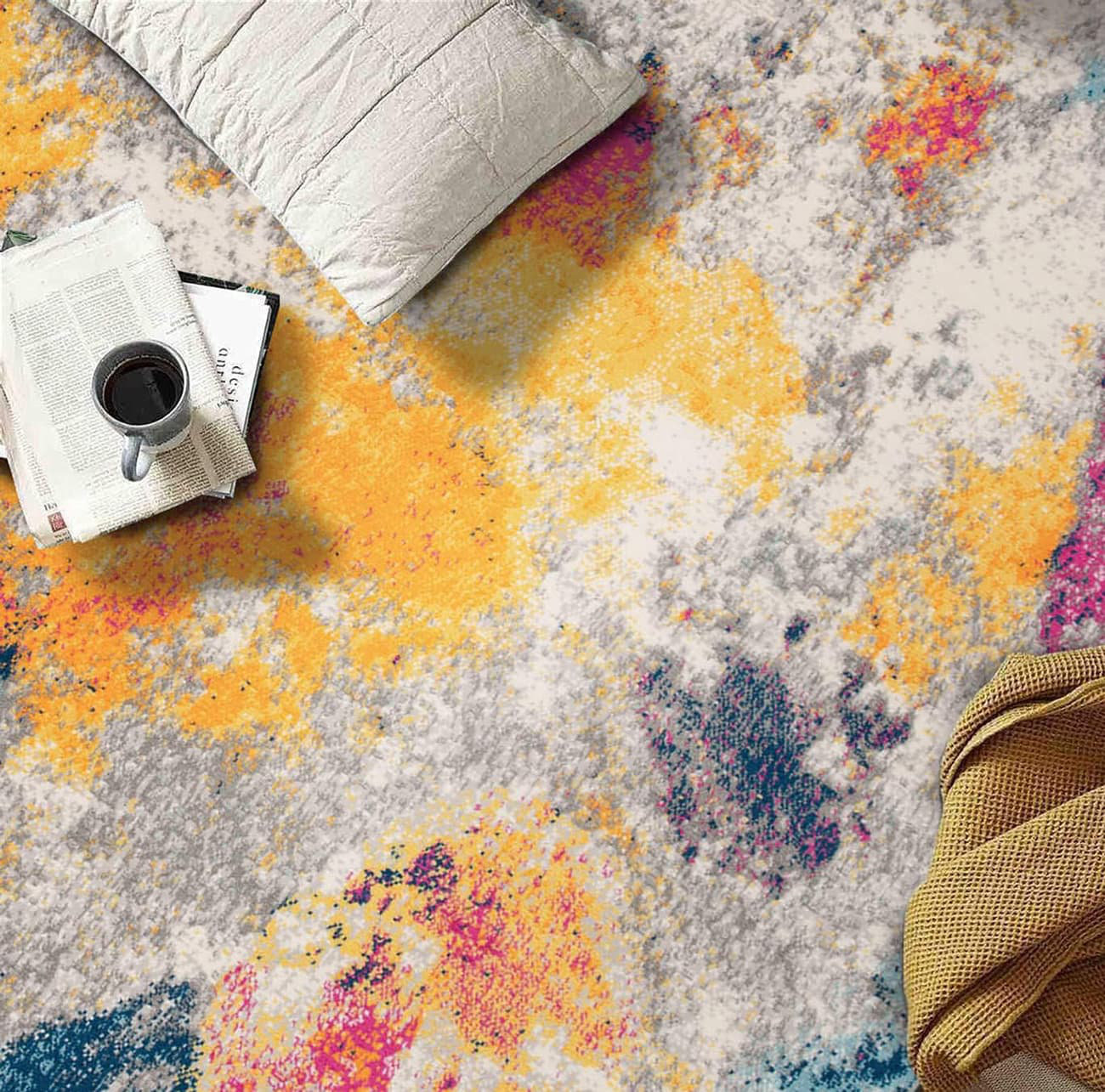 Orren Ellis 6' 6" Diameter Sky Collection Modern Abstract Round Rug ...