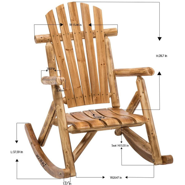 Loon Peak® Remigio Rustic Log Rocker Outdoor Wooden Rocking Chair for ...