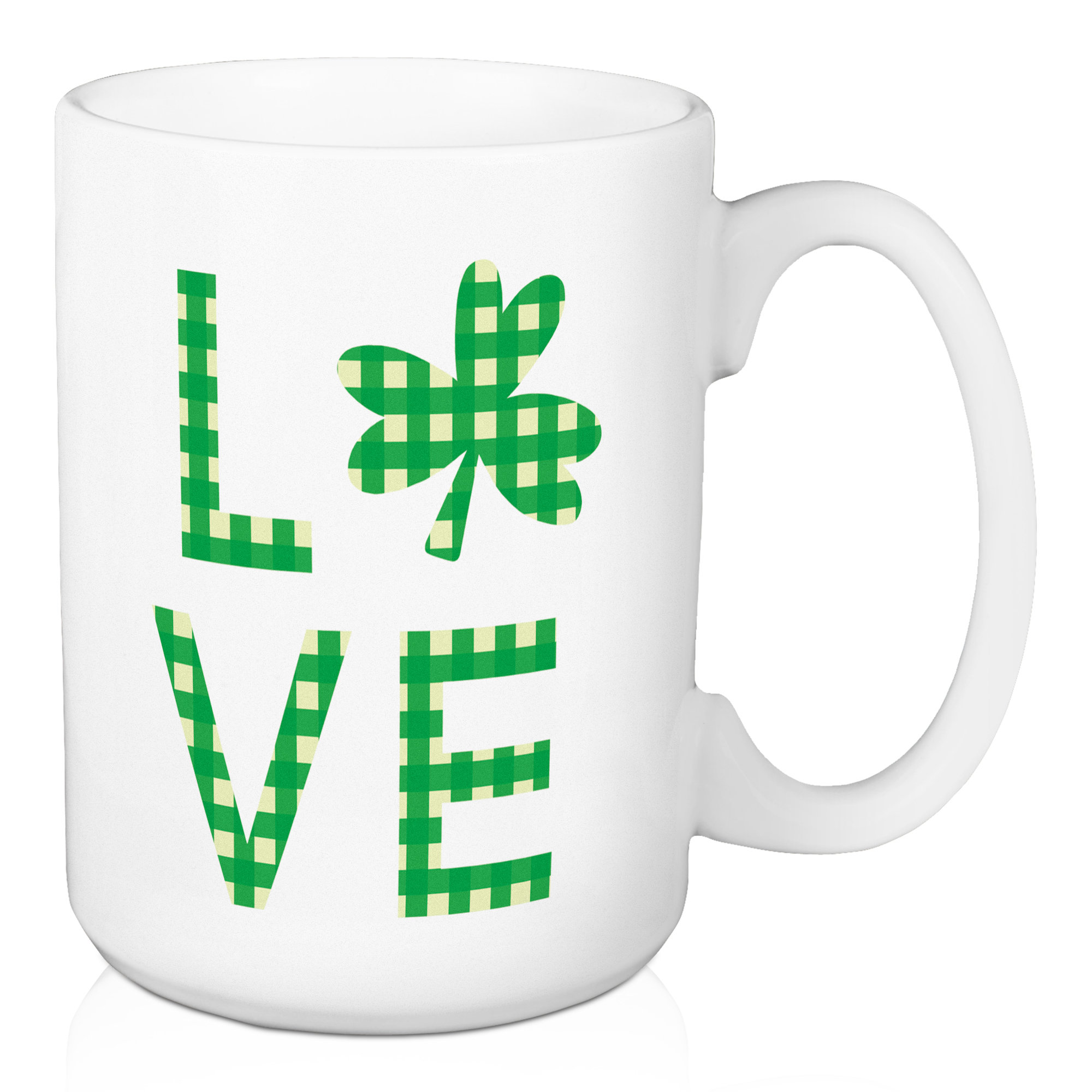 Ebern Designs Marshburn Buffalo Check Love Clover Coffee Mug | Wayfair