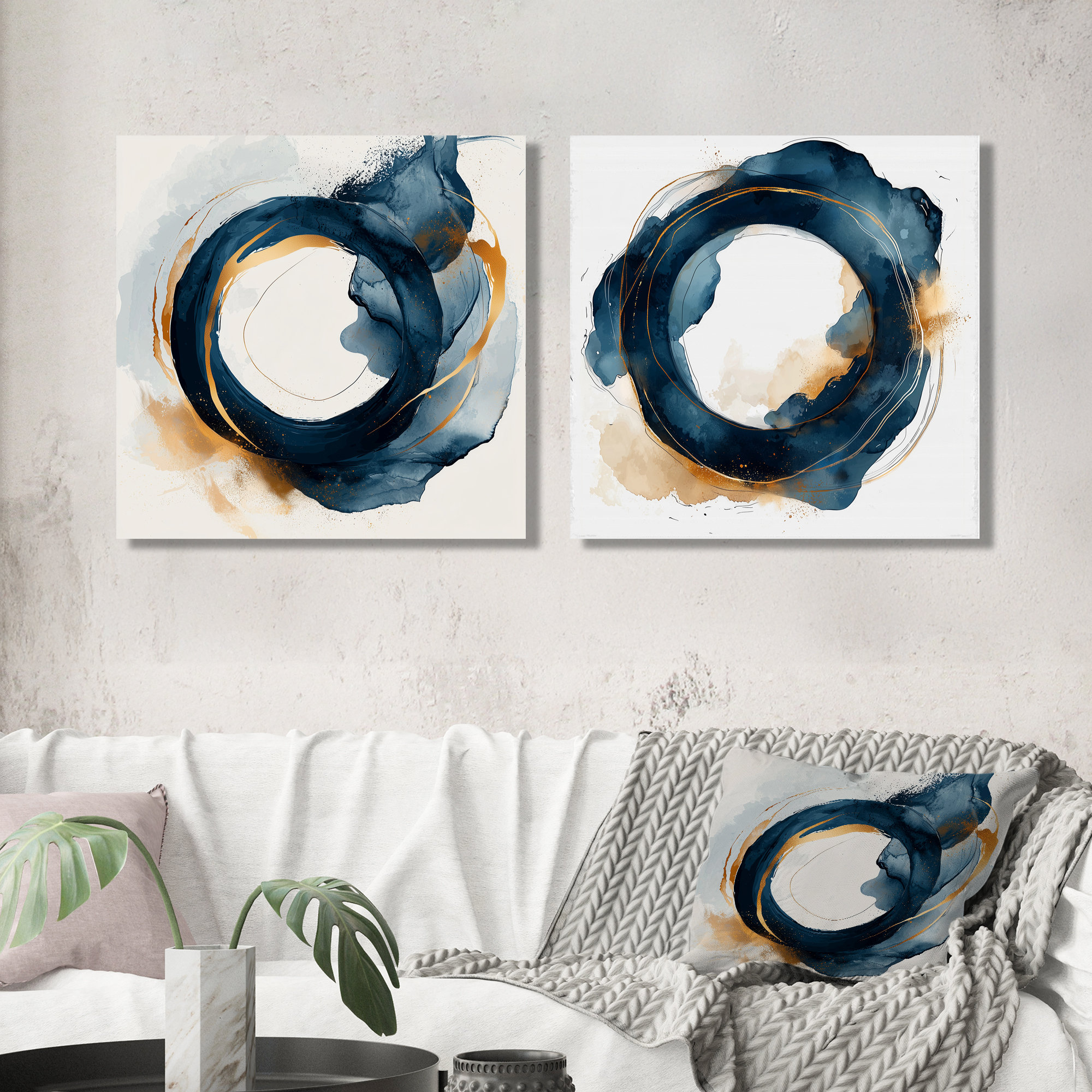 Mercer41 Abstract Blue and Golden Sunrise Fusion III - Abstract Shapes ...