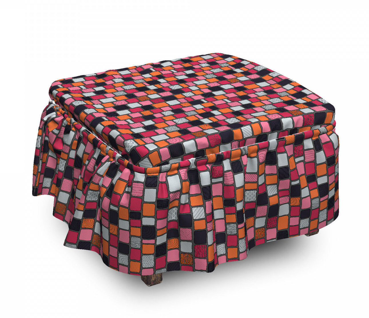 East Urban Home Patchwork Bricks Ottoman Slipcover | Wayfair
