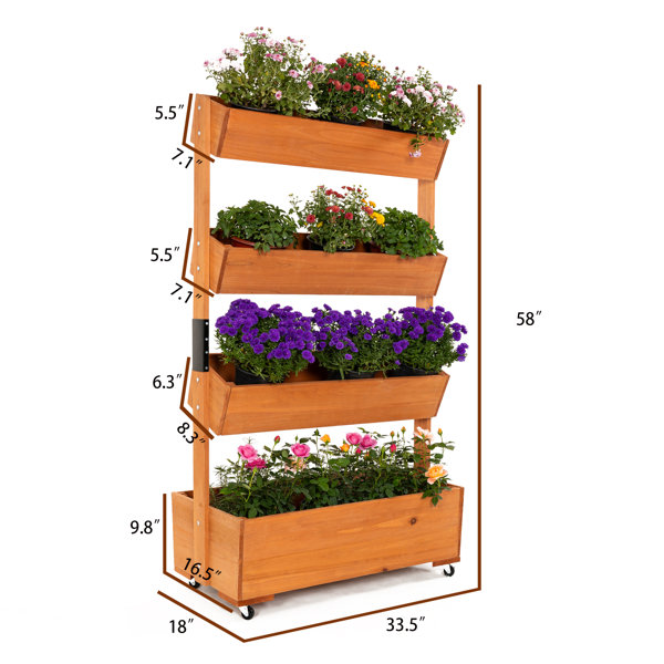 Millwood Pines H58" Debruyne Wood Vertical Garden Raised Garden Bed ...