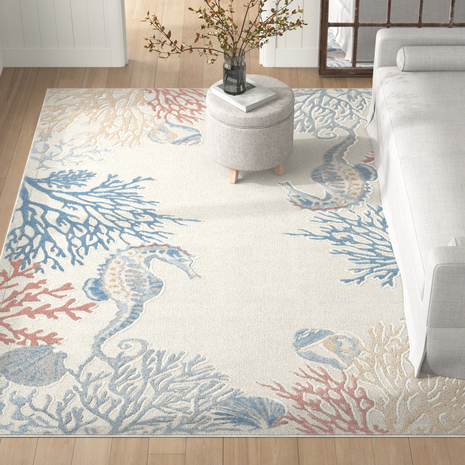 Beachcrest Home™ Baeza Animal Print Ivory/Blue/Red Area Rug & Reviews ...