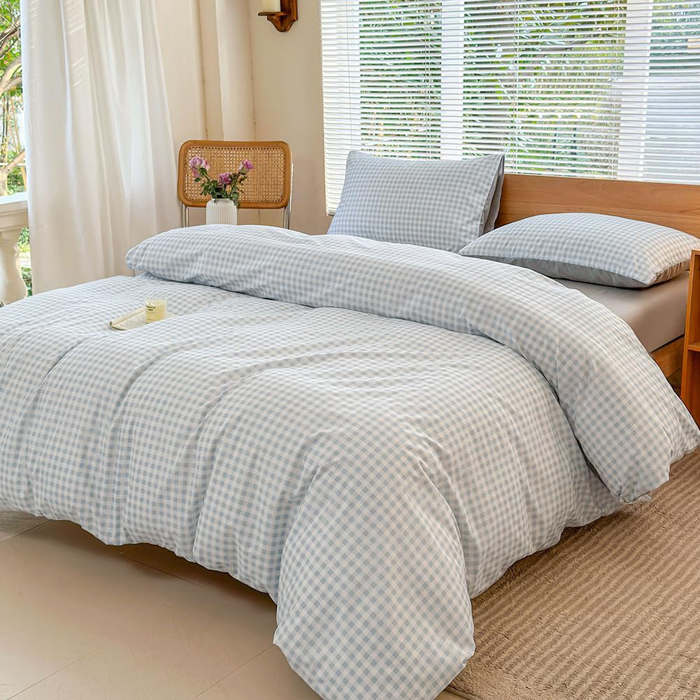 NSNLGSGC Gingham Duvet Cover Set, Grid Simple Geometric Square Pattern ...