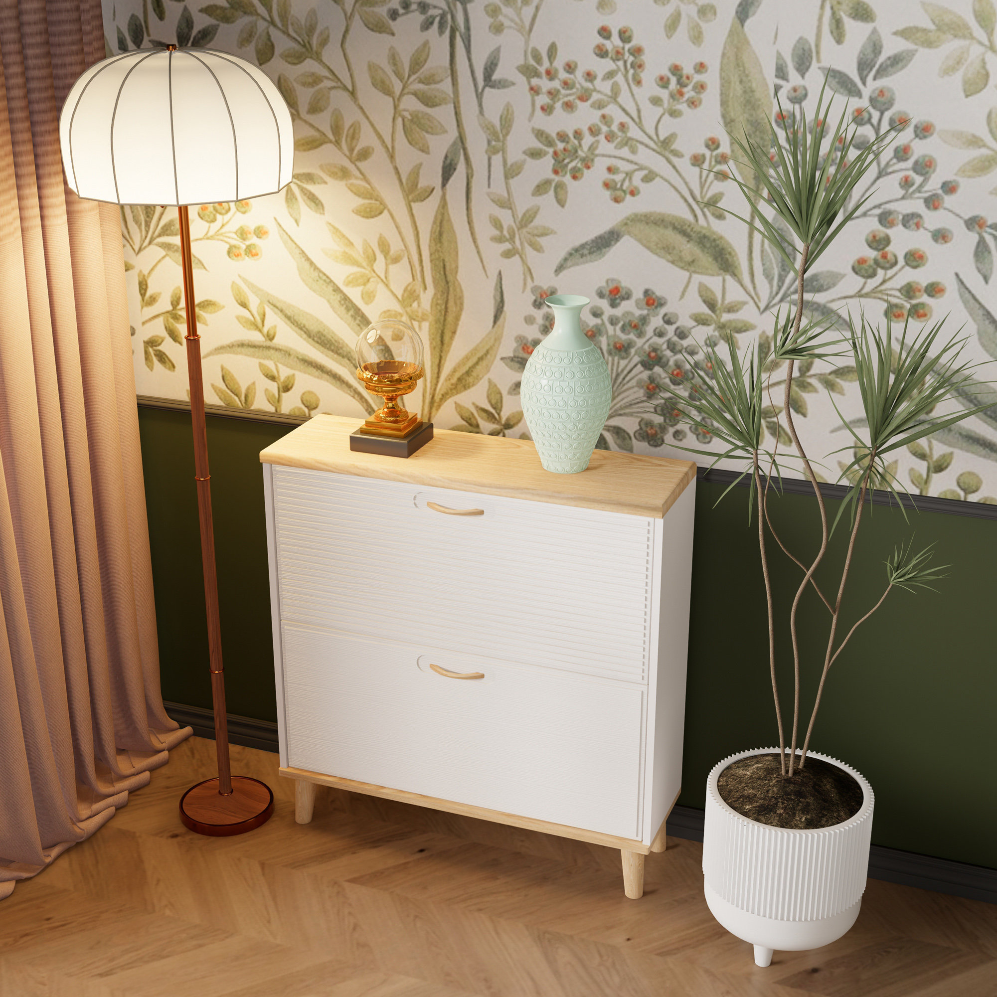 Latitude Run® Freestanding shoe cabinet with 2 flip-up drawers | Wayfair