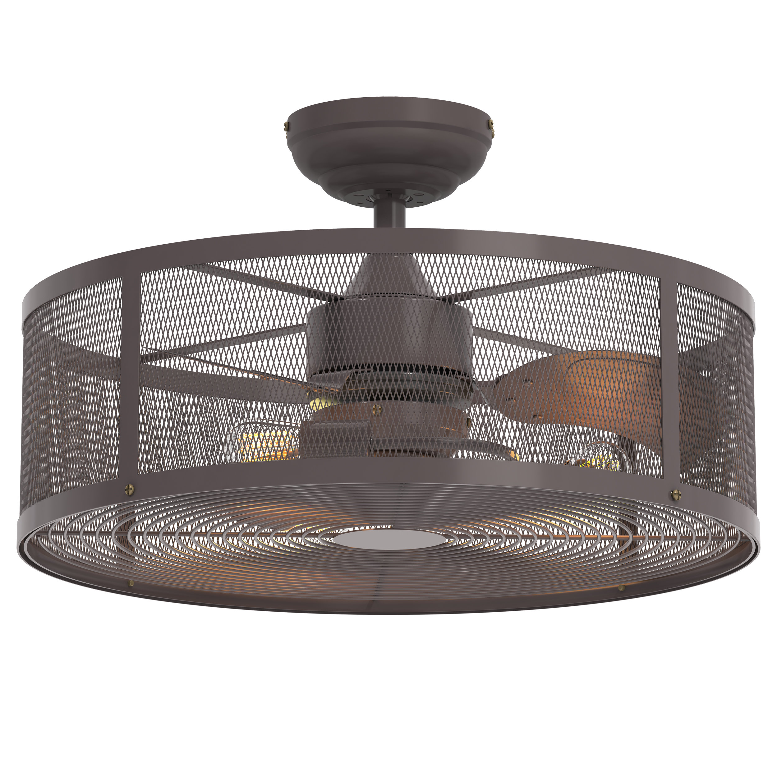 Inlight 22" Industrial Caged Ceiling Fan with Remote Control and Light ...