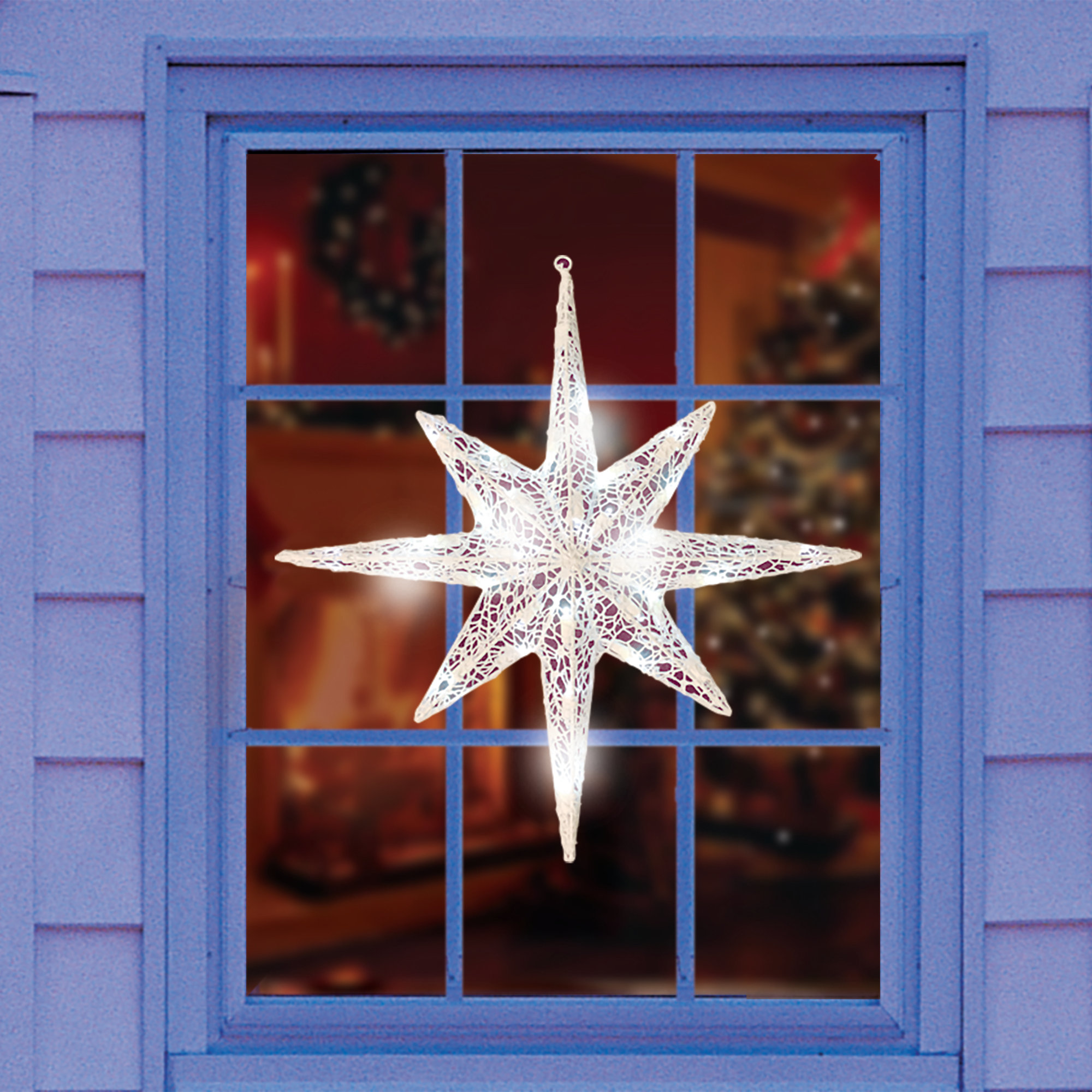 The Holiday Aisle® Woven Glitter Bethlehem Star Lighted Window Décor ...