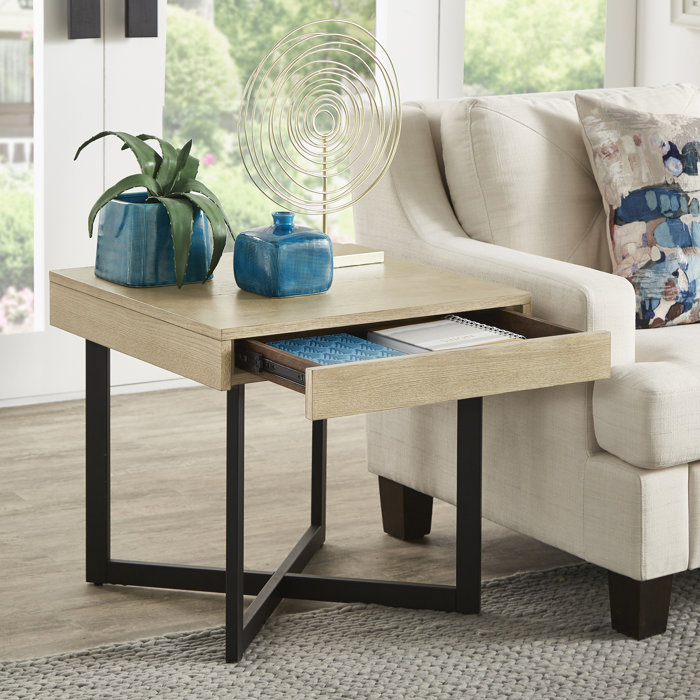 Sand & Stable Burch Cross Legs End Table with Storage & Reviews | Wayfair