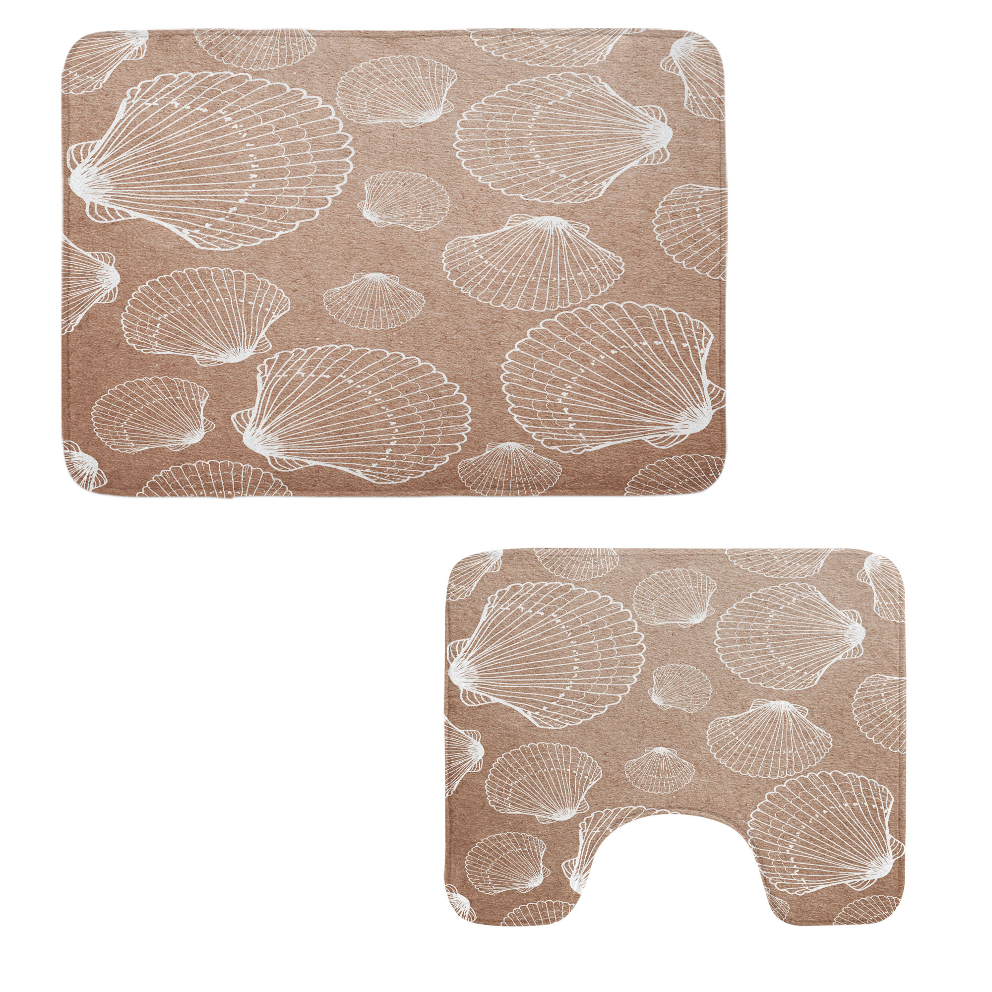 East Urban Home Seashell Bathroom Rug Set 2 Pieces Rectangle & Contour ...