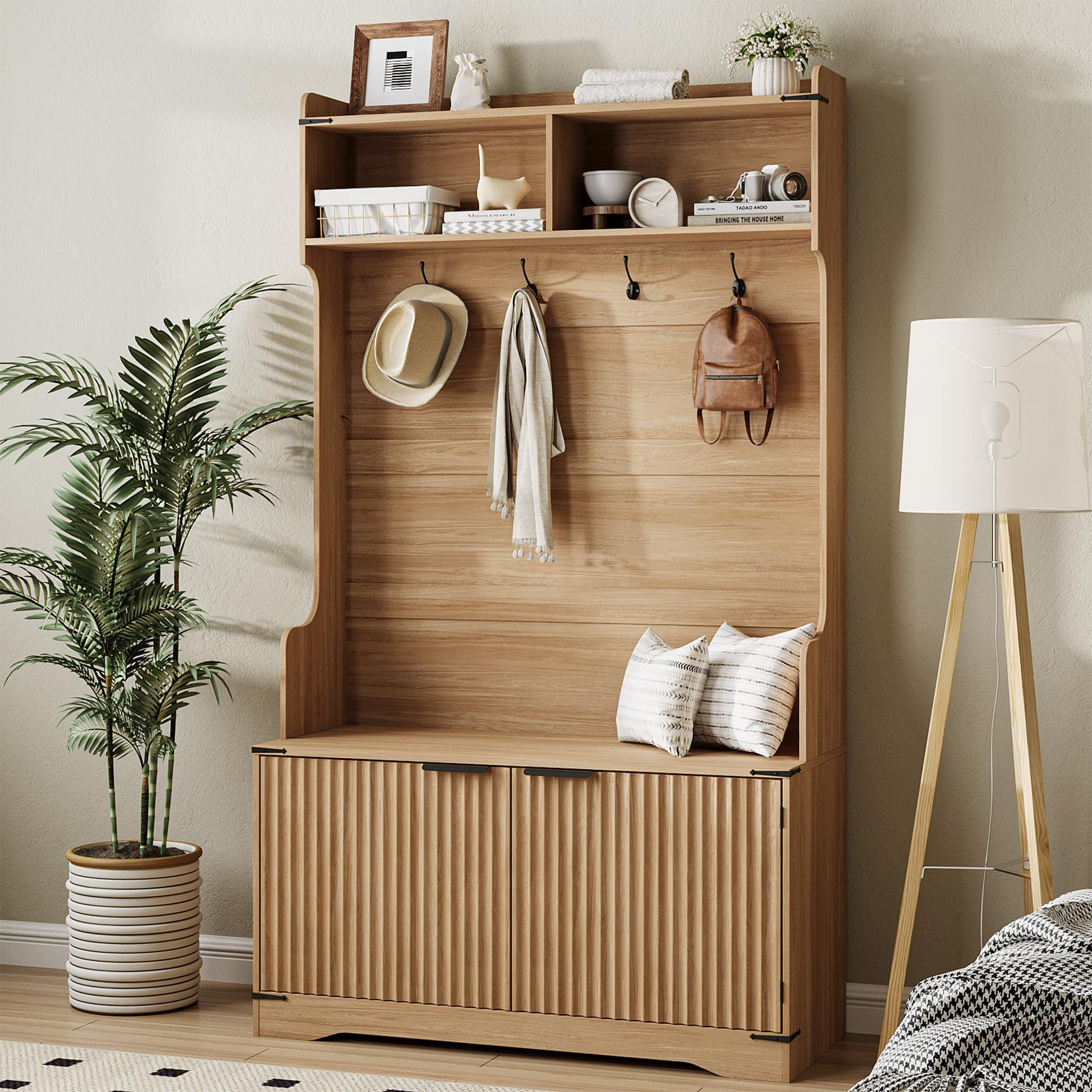 Wrought Studio 5-In-1 Hall Tree With Bench And Shoe Storage & Reviews ...