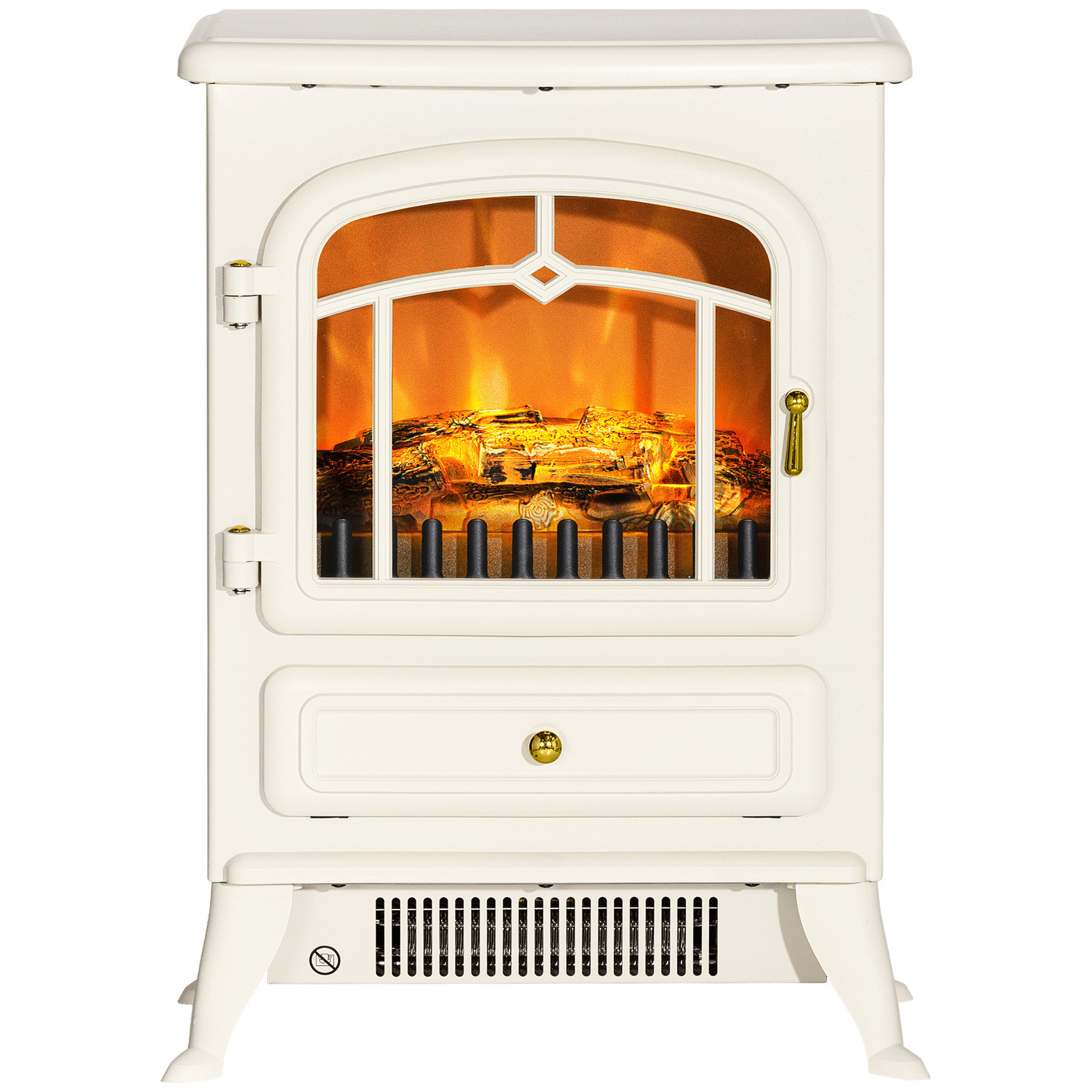 Ebern Designs 22" Electric Fireplace - Beige, 750W/1500W, Realistic ...