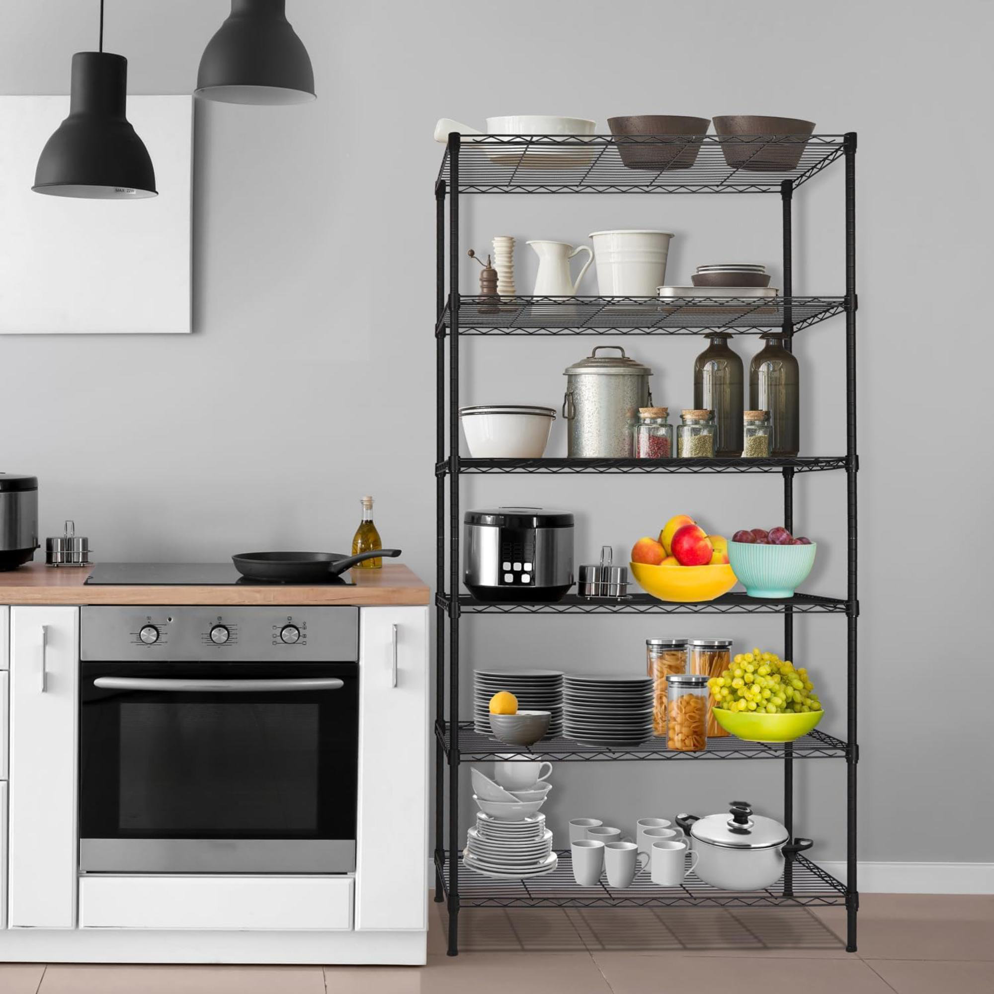 Rebrilliant 6-Shelf Adjustable Heavy Duty Storage Shelving Unit, Metal ...