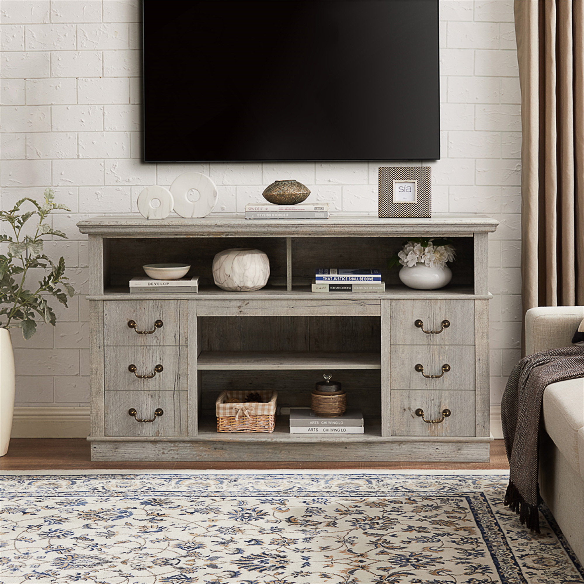 August Grove® Traditional TV Media Stand Farmhouse Rustic Entertainment ...