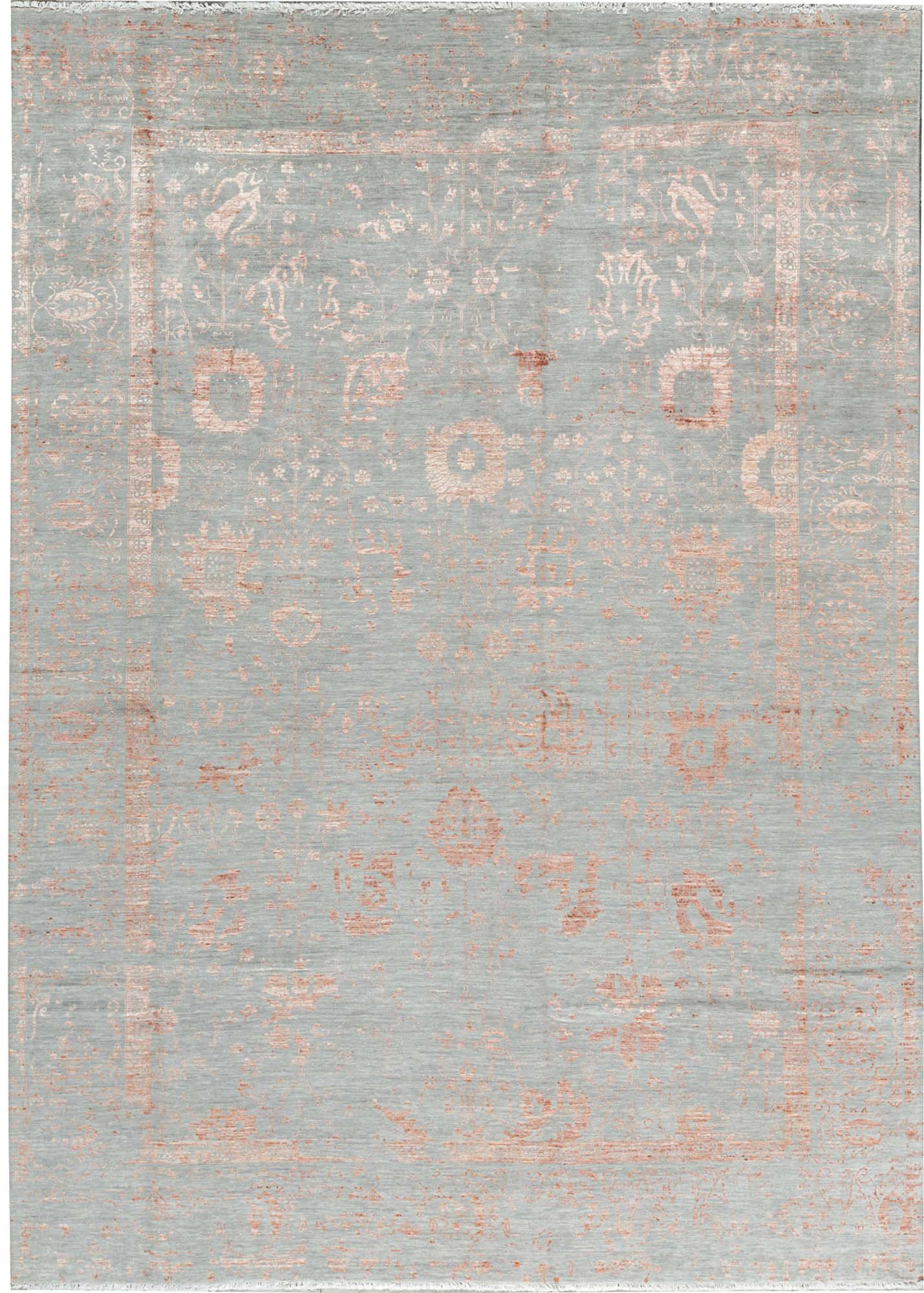 Bokara Rug Co., Inc. Hand-Knotted High-Quality Silver and Orange Area ...