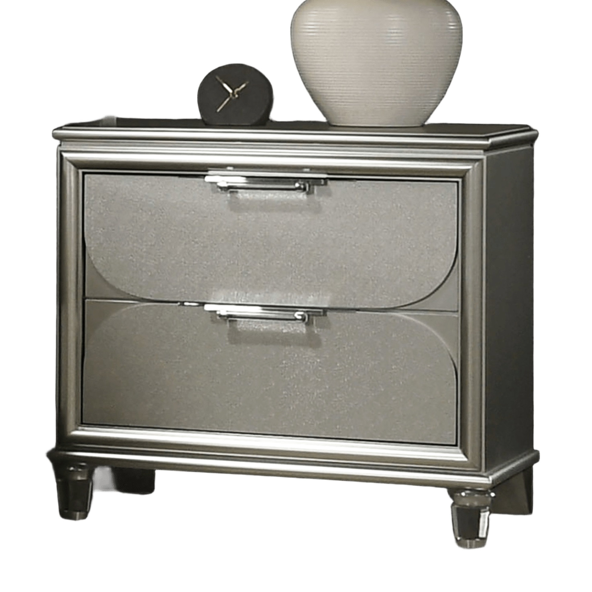 Latitude Run® , Silver, Bedside Cabinet, Felt - Lined Top Drawer, Metal ...