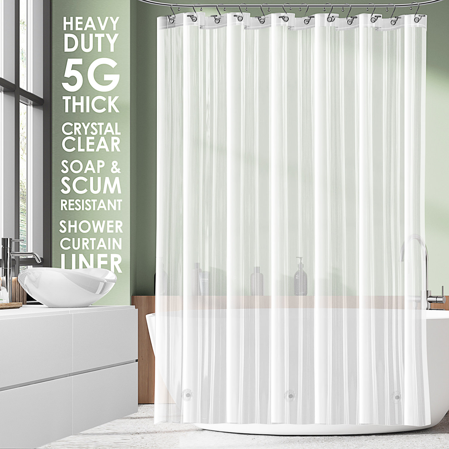Clara Clark Heavy Duty Shower Curtain Liner & Reviews | Wayfair