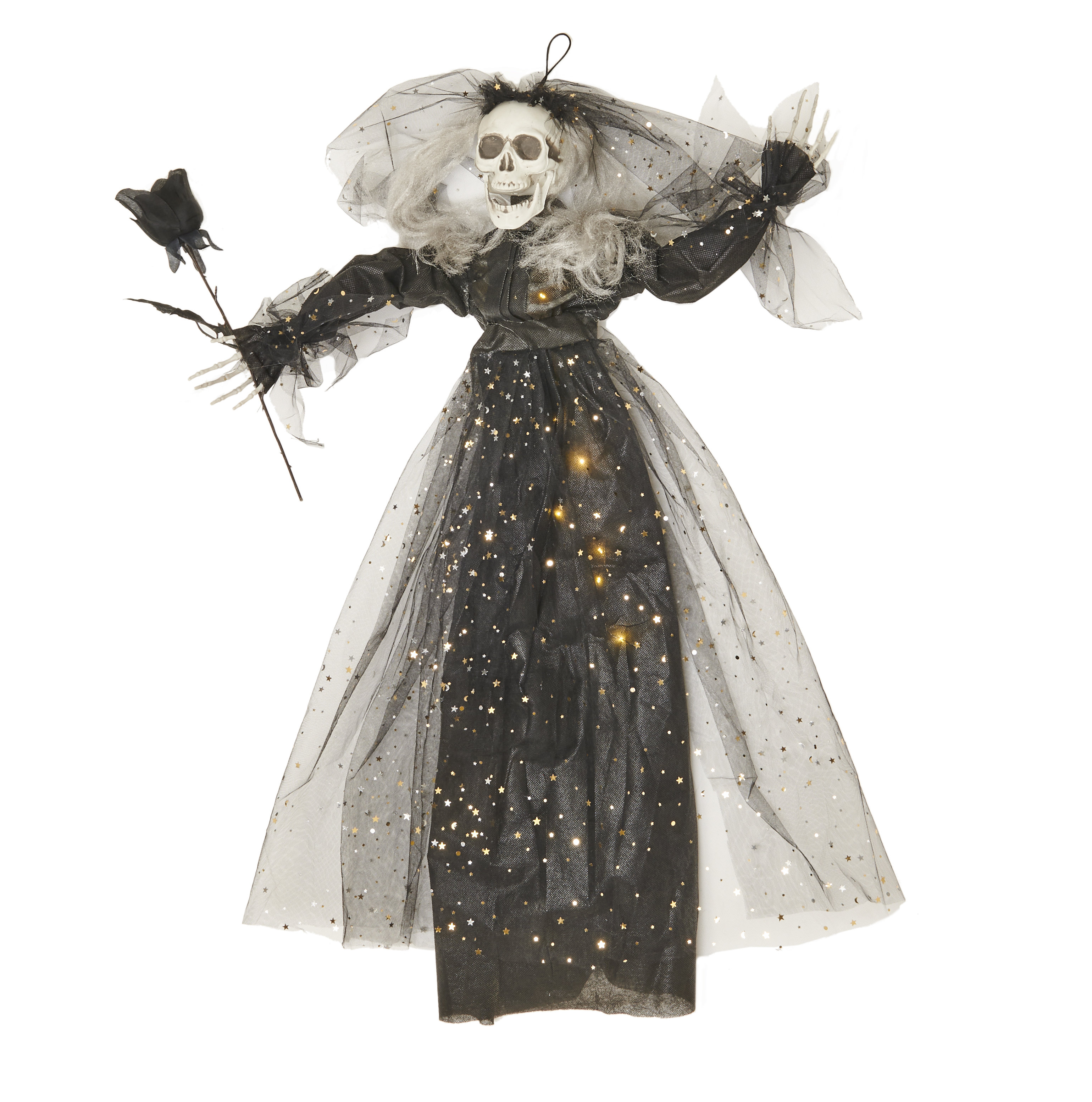 The Holiday Aisle® 34" Halloween Hanging Light Up Witch Bride W/ Black ...
