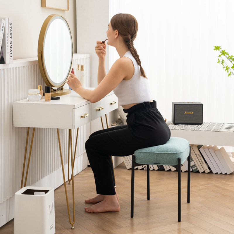 Ebern Designs Romere Vanity Stool Fabric Upholstered Accent Stool ...