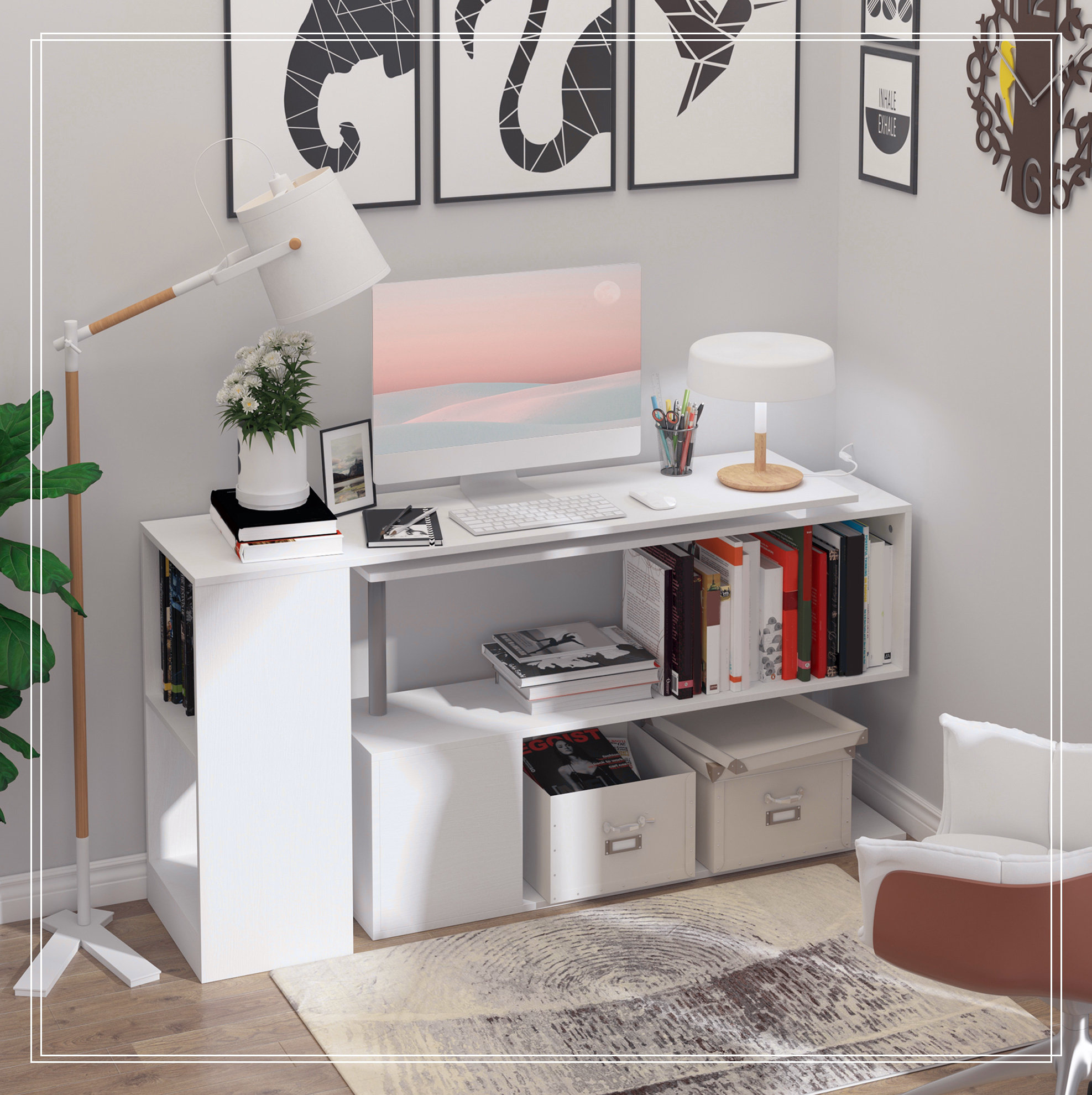 Brayden Studio® Corner Computer Desk L-Shaped Workstation with 3-Tier ...