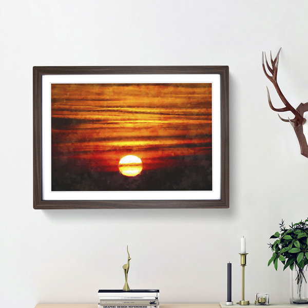 East Urban Home Orange Sunset - Picture Frame Painting Print | Wayfair ...