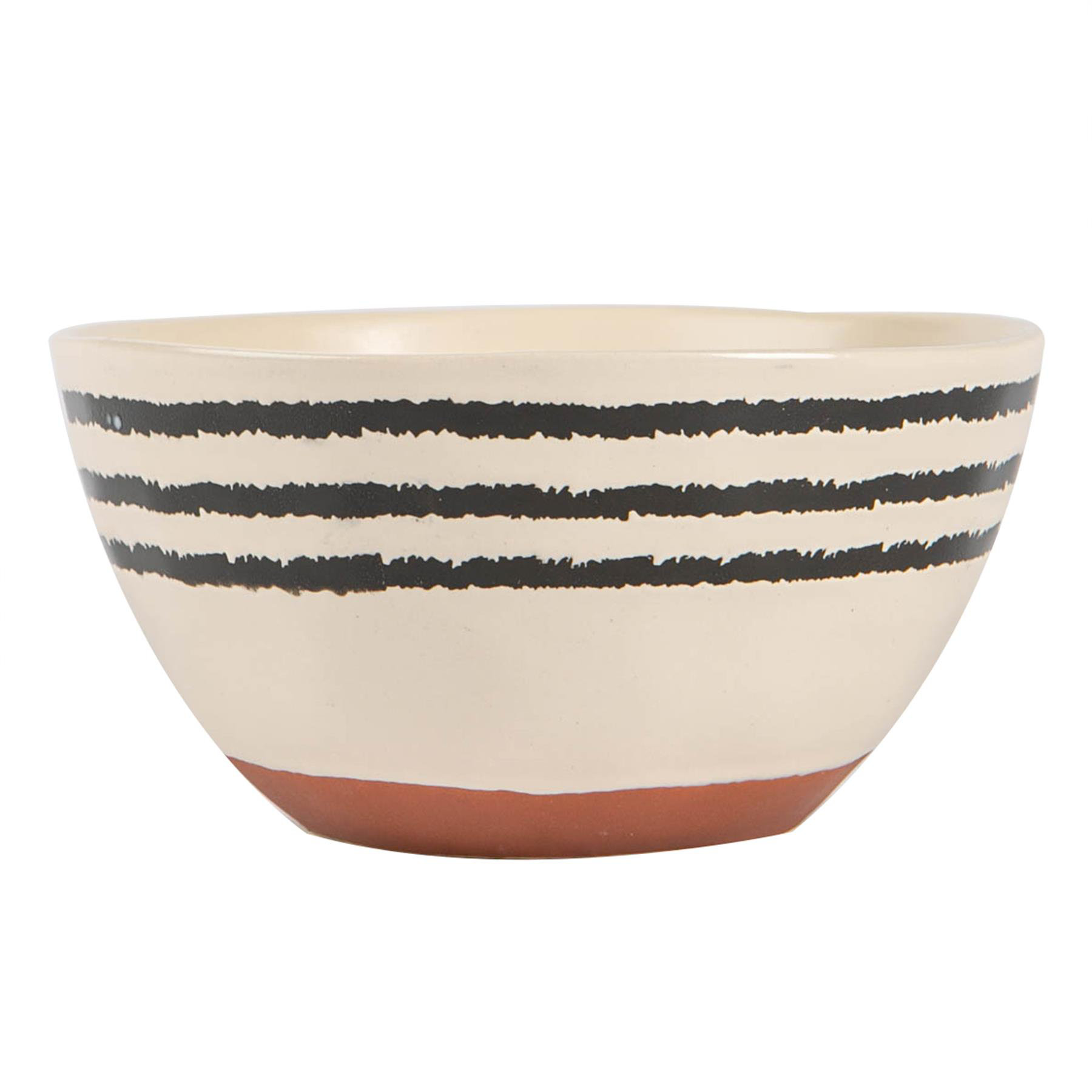 Nicola Spring - Stripe Rim Stoneware Cereal Bowl - 15cm - Monochrome ...