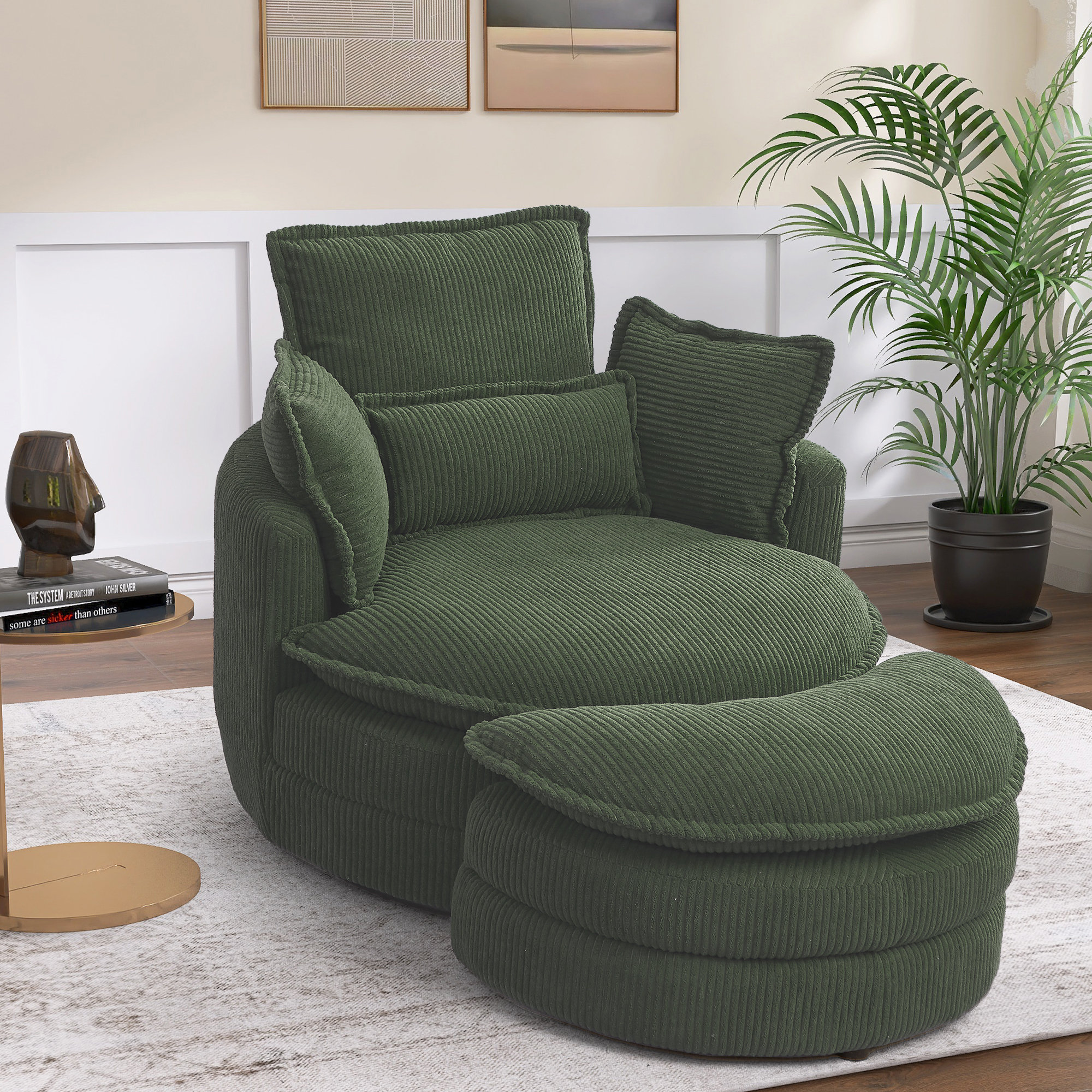 Hokku Designs Boutwell 38" W Swivel Barrel Chair, Ottoman, Chaise ...