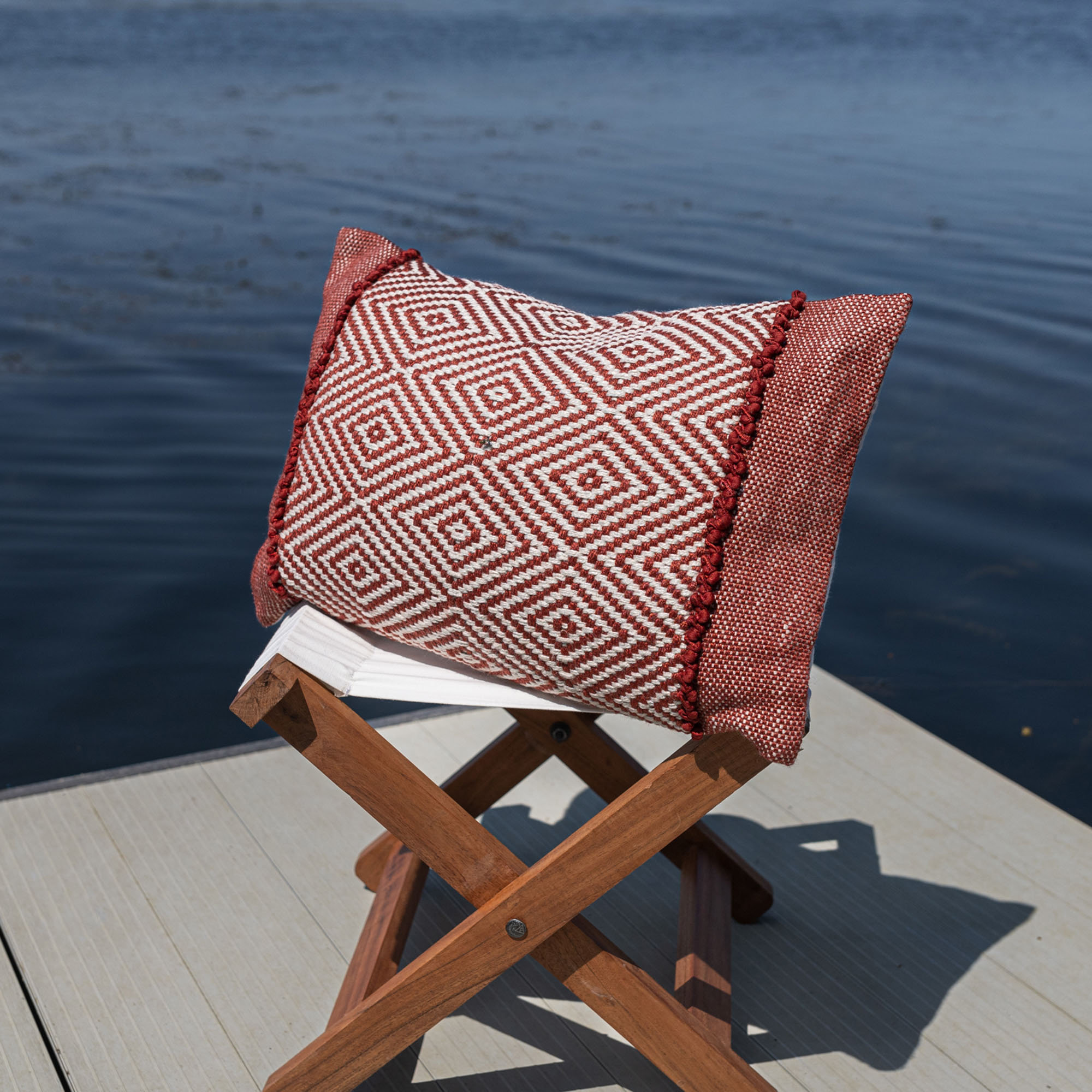 Foreside Home & Garden 16x24 Outdoor Geometric Filled Lumbar Pillow Red ...