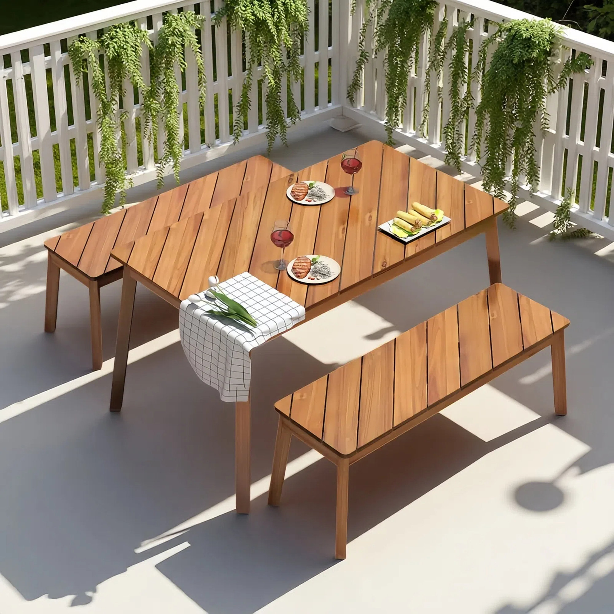 One Allium Way® 3-Piece Wood Patio Dining Set - Outdoor Table With 2 ...