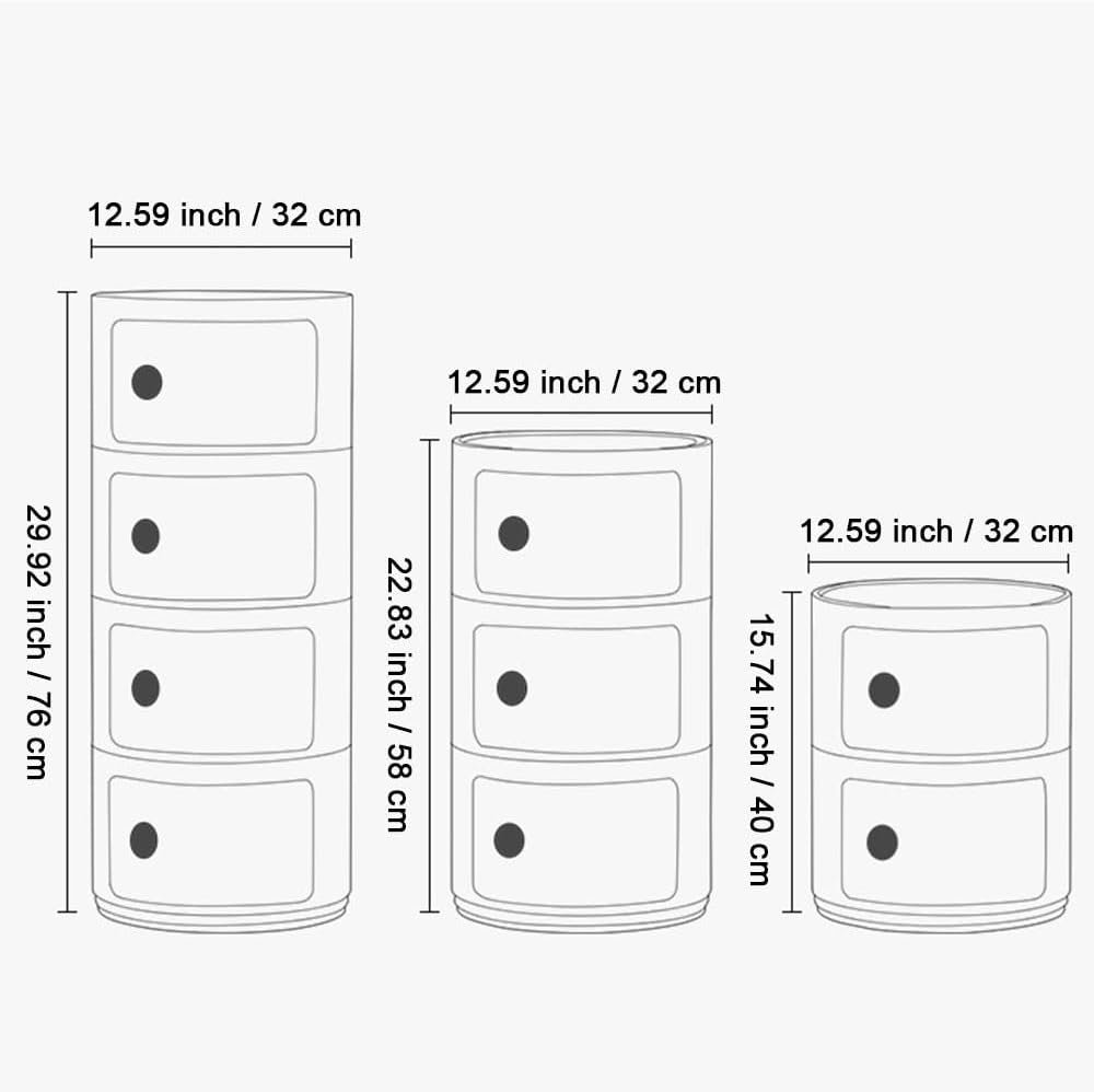 Latitude Run® 3 Pack Stackable ABS Storage Drawers – Round Modular ...