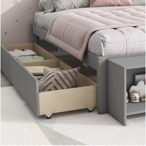 Latitude Run® Full Size Bed With Storage Case, 2 Storage Drawers ...