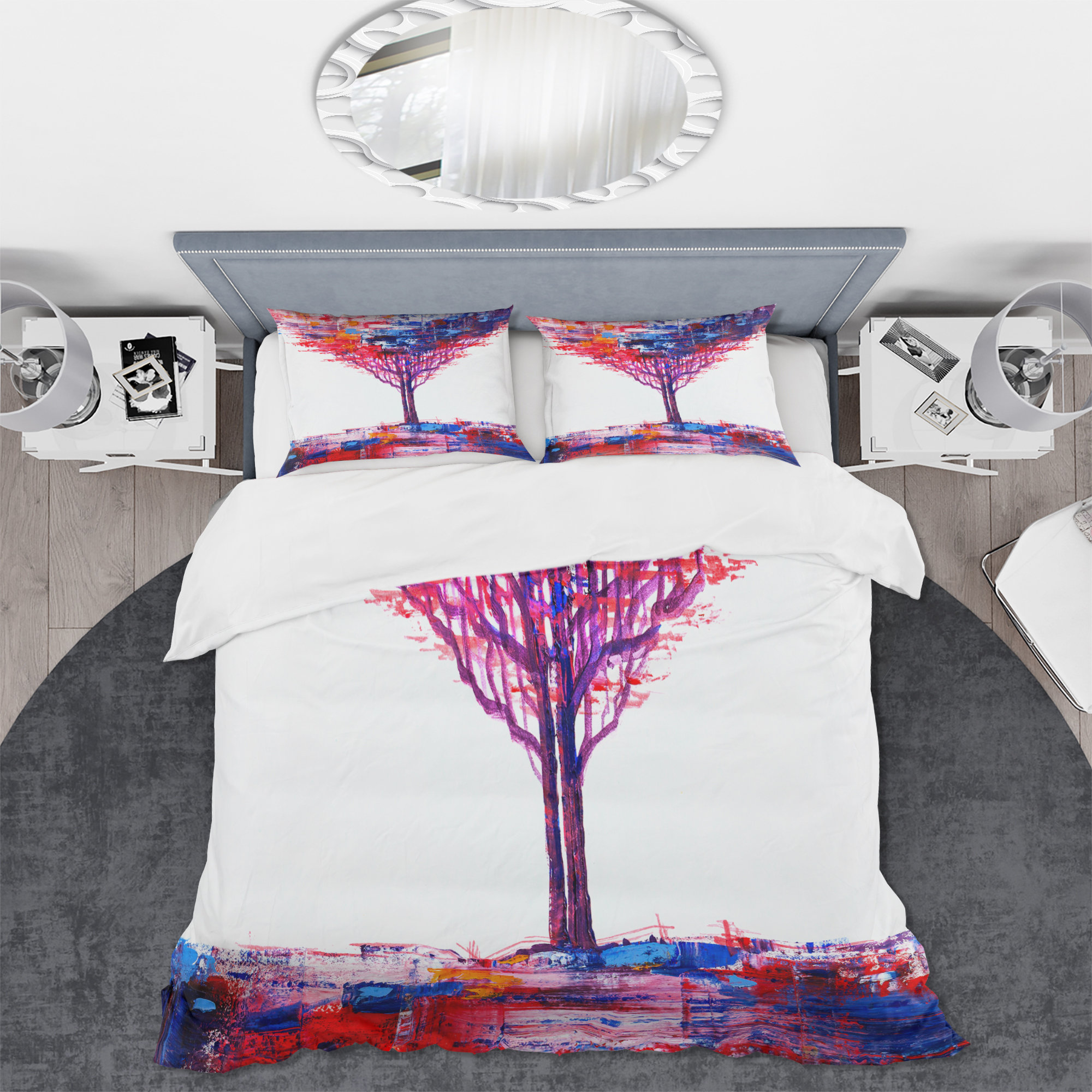 Design Art Colorful Abstract Tree Impressionist On A White - Modern ...