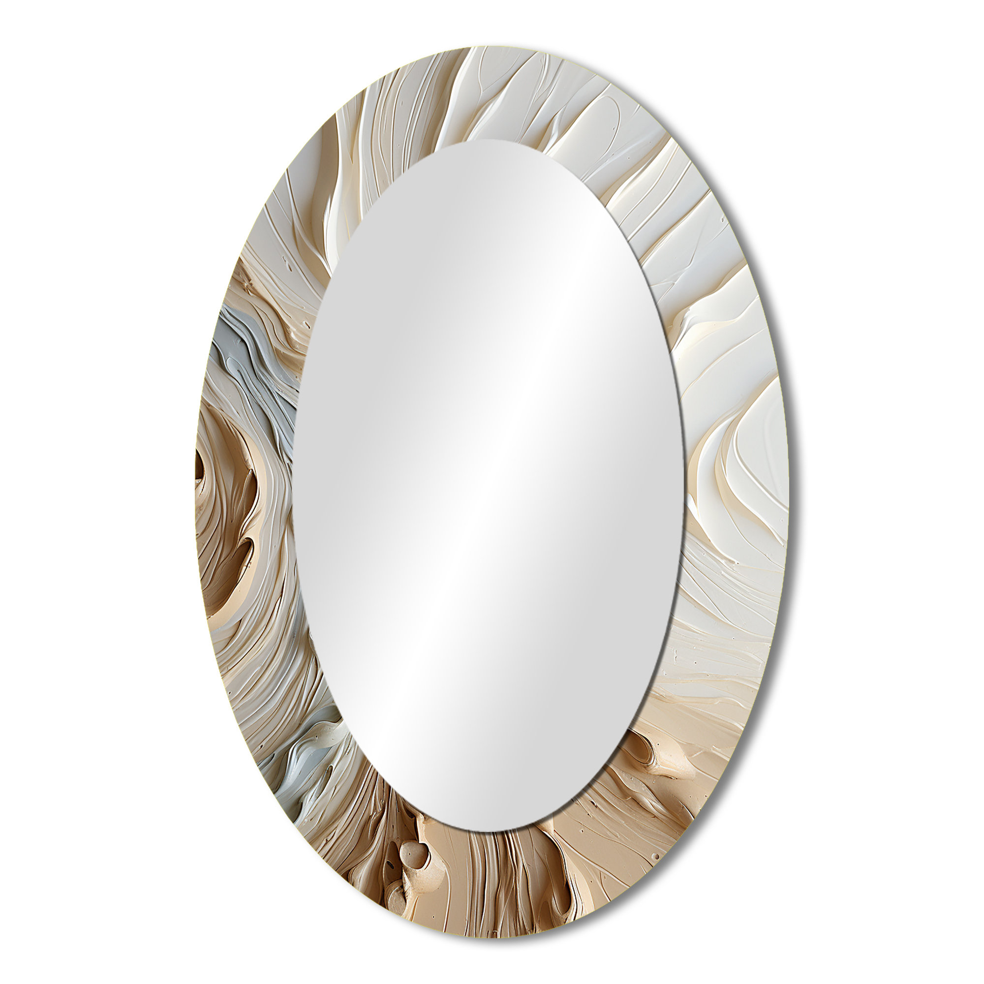 Mercer41 White And Gold Champagne Flow III - Glam Oval Wall Mirror ...