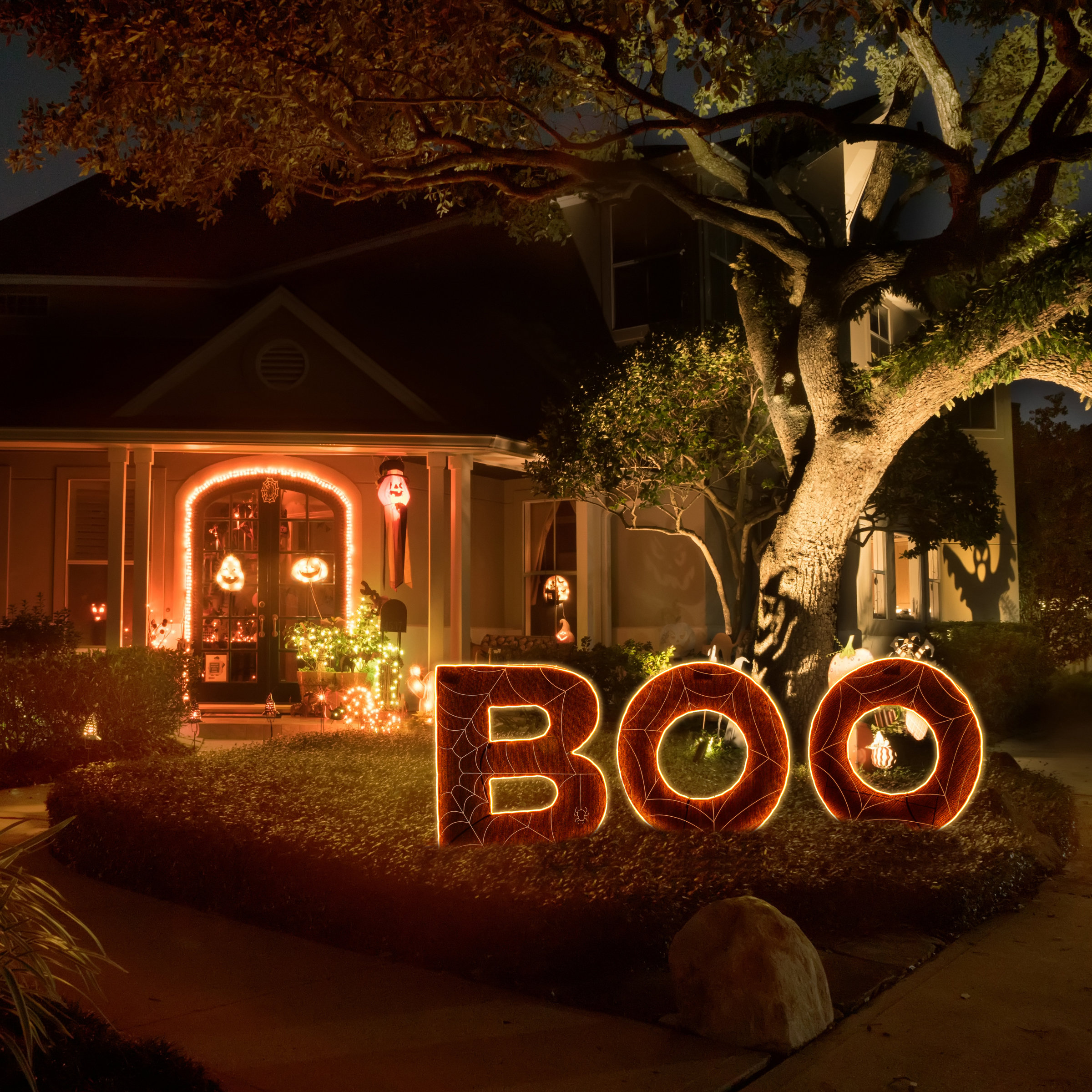 The Holiday Aisle® 47" Halloween BOO Sign with LED Light Strips ...