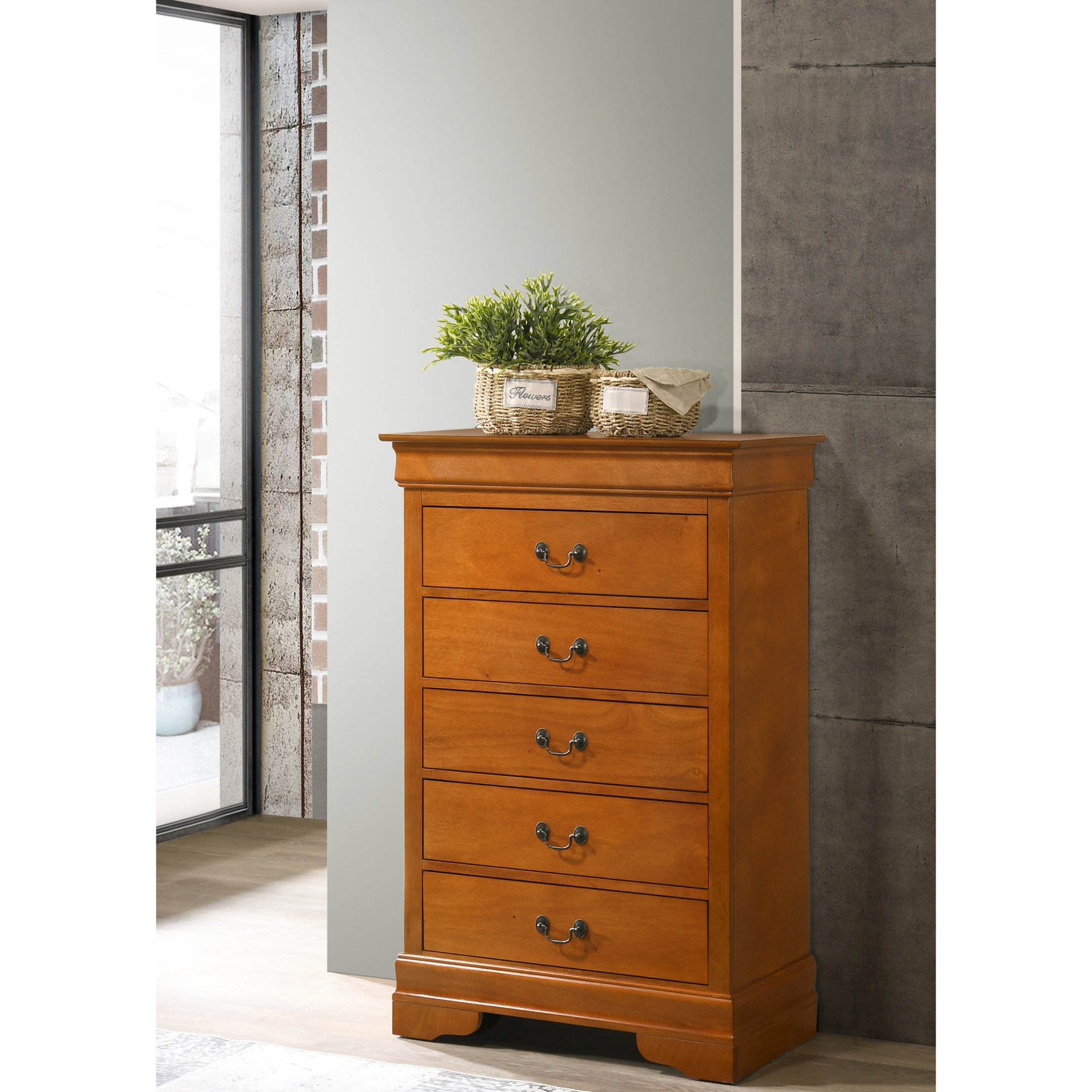 Darby Home Co Traditional Chest For Bedroom: Oak Finish, Base, 5 ...