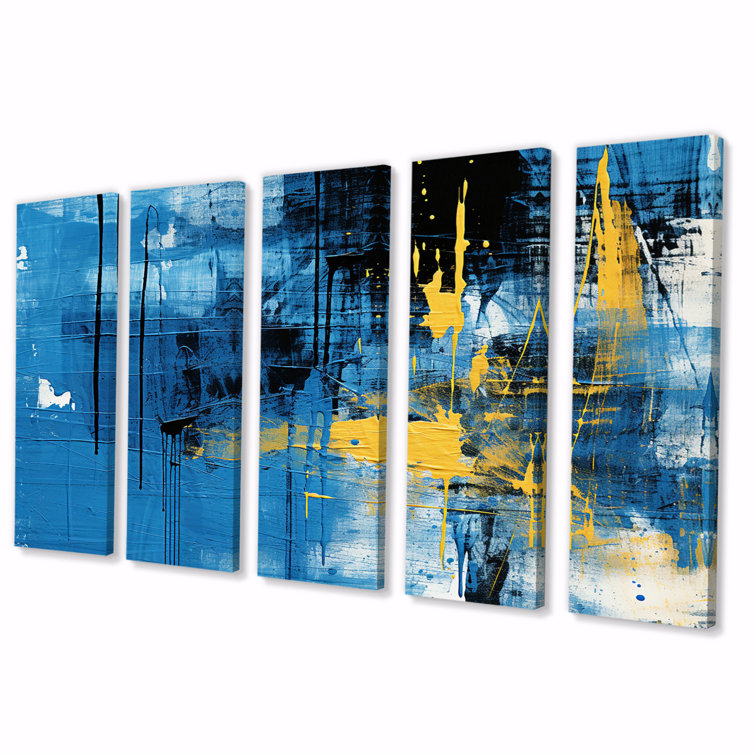 Wrought Studio Bliss Of Happiness In Yellow And Blue - Abstract ...