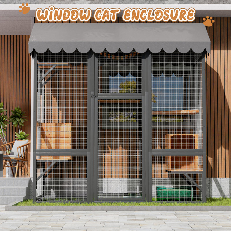 Tucker Murphy Pet™ Catio Outdoor Cat Enclosure, Large Walk In Cat House ...