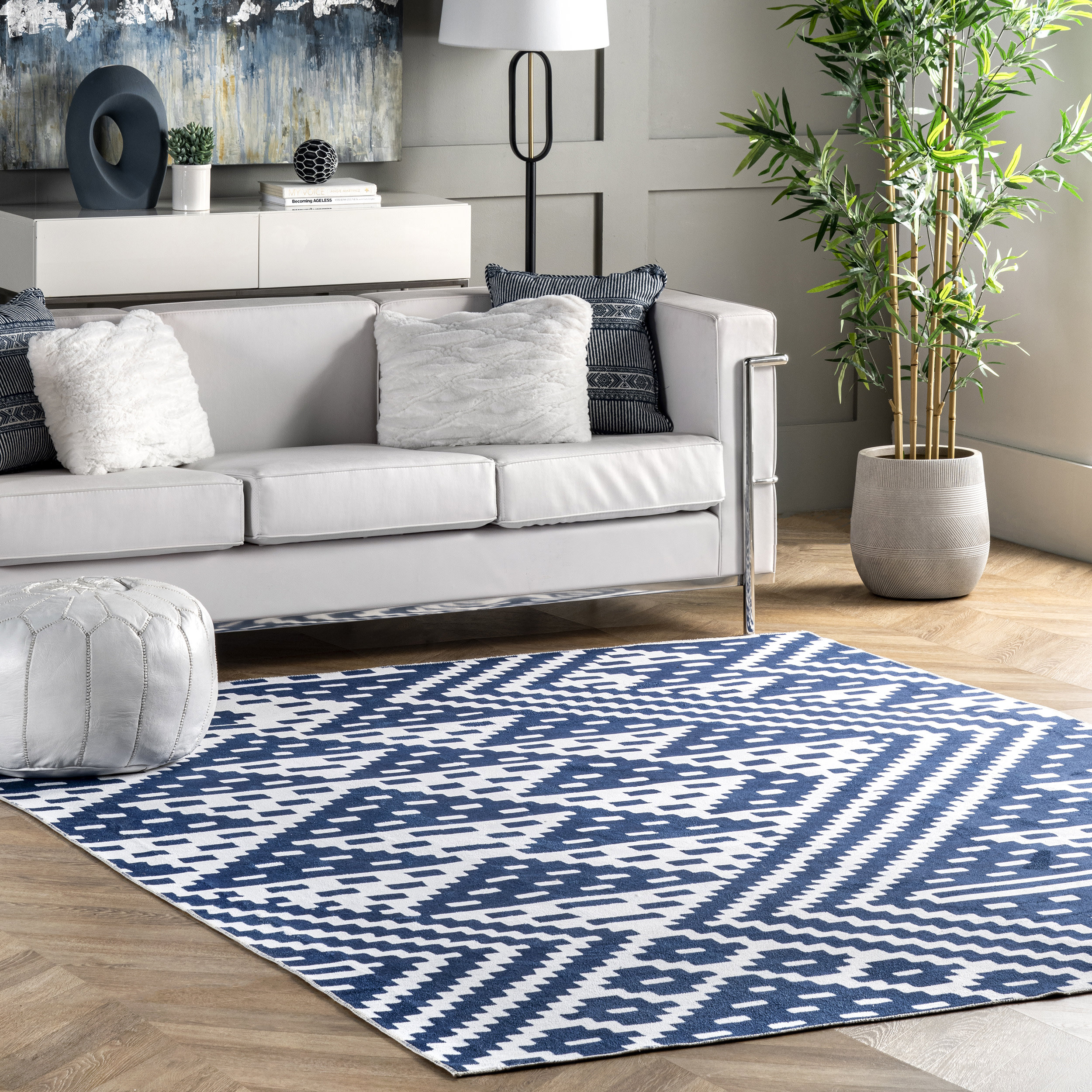 Foundry Select Machine Washable Navy Area Rug - Wayfair Canada