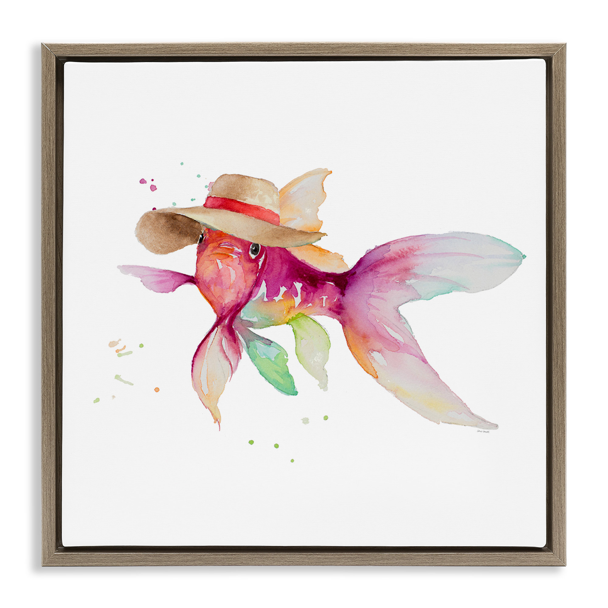 Trinx Beach Fish Watercolor Framed Floater Canvas Wall Art by Lanie ...