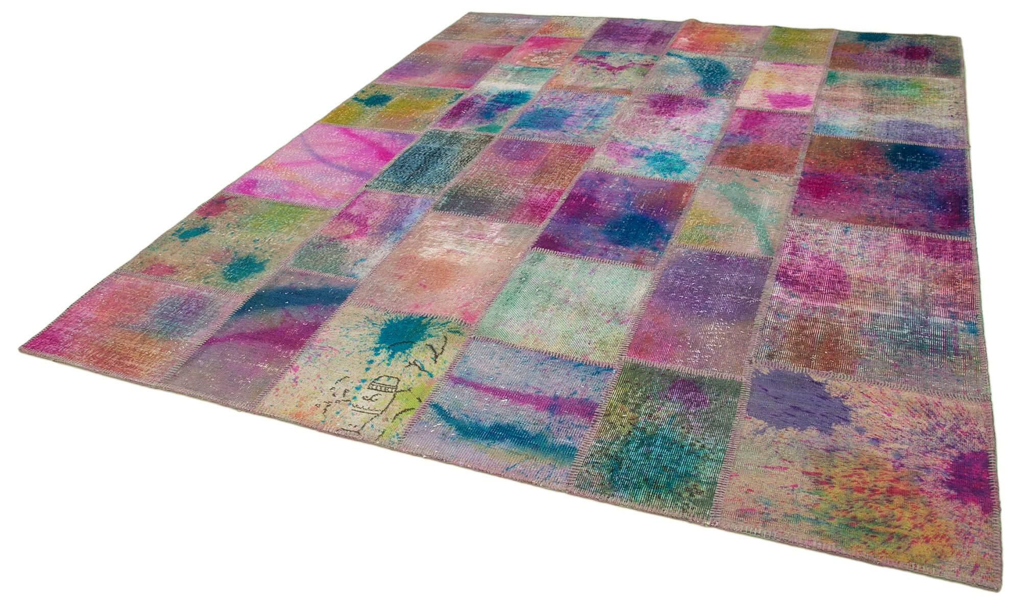 Bungalow Rose Kirk Yama Pink Patchwork Wool Handmade Area Rug - Wayfair Canada
