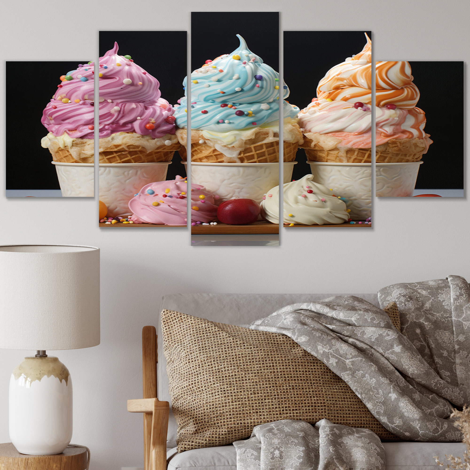 Design Art Food Ice Cream Pointillism IV - Food & Beverage Metal Art ...